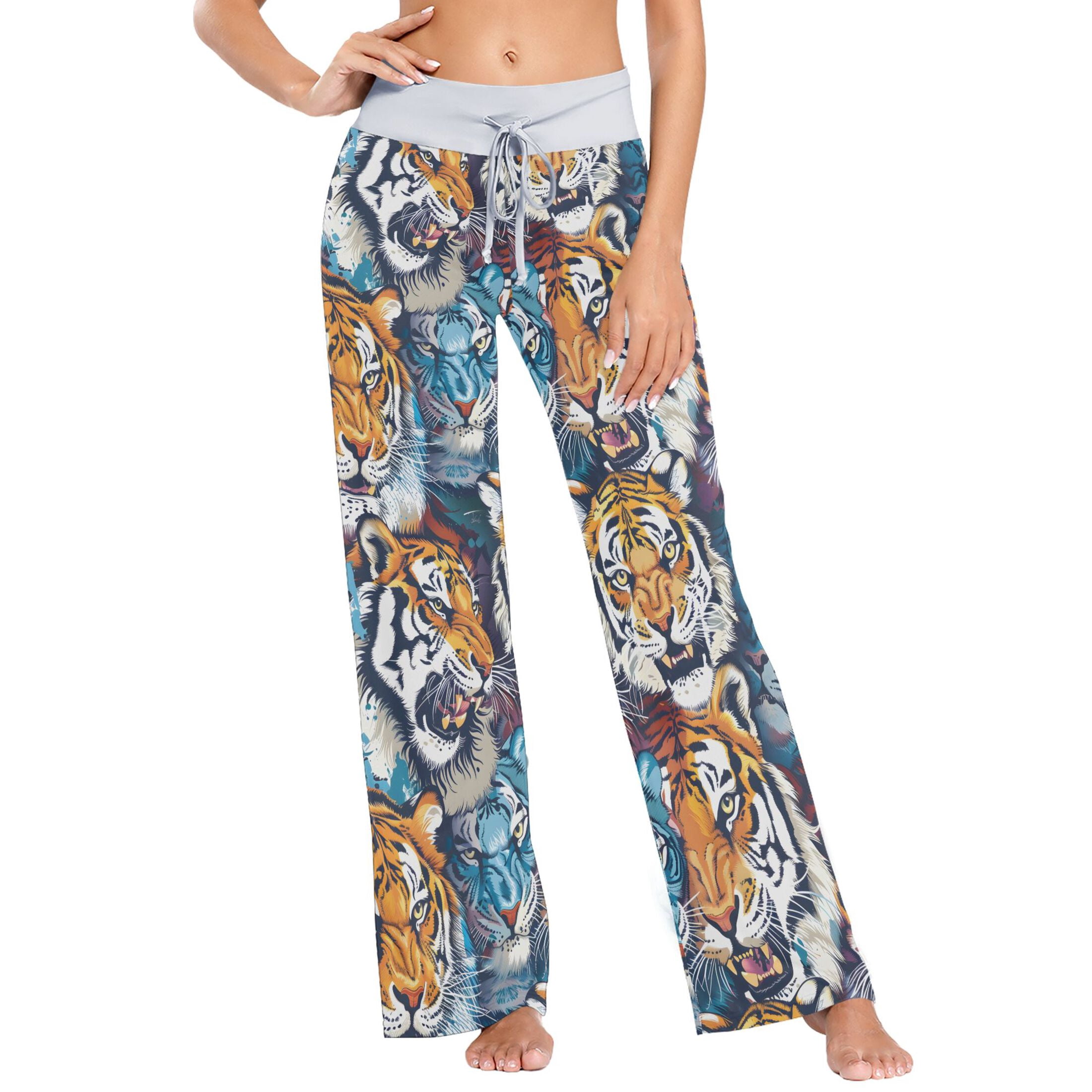ALAZA Cool Tigers Women's Comfy Pajama Pants Sleepwear Wide Leg ...