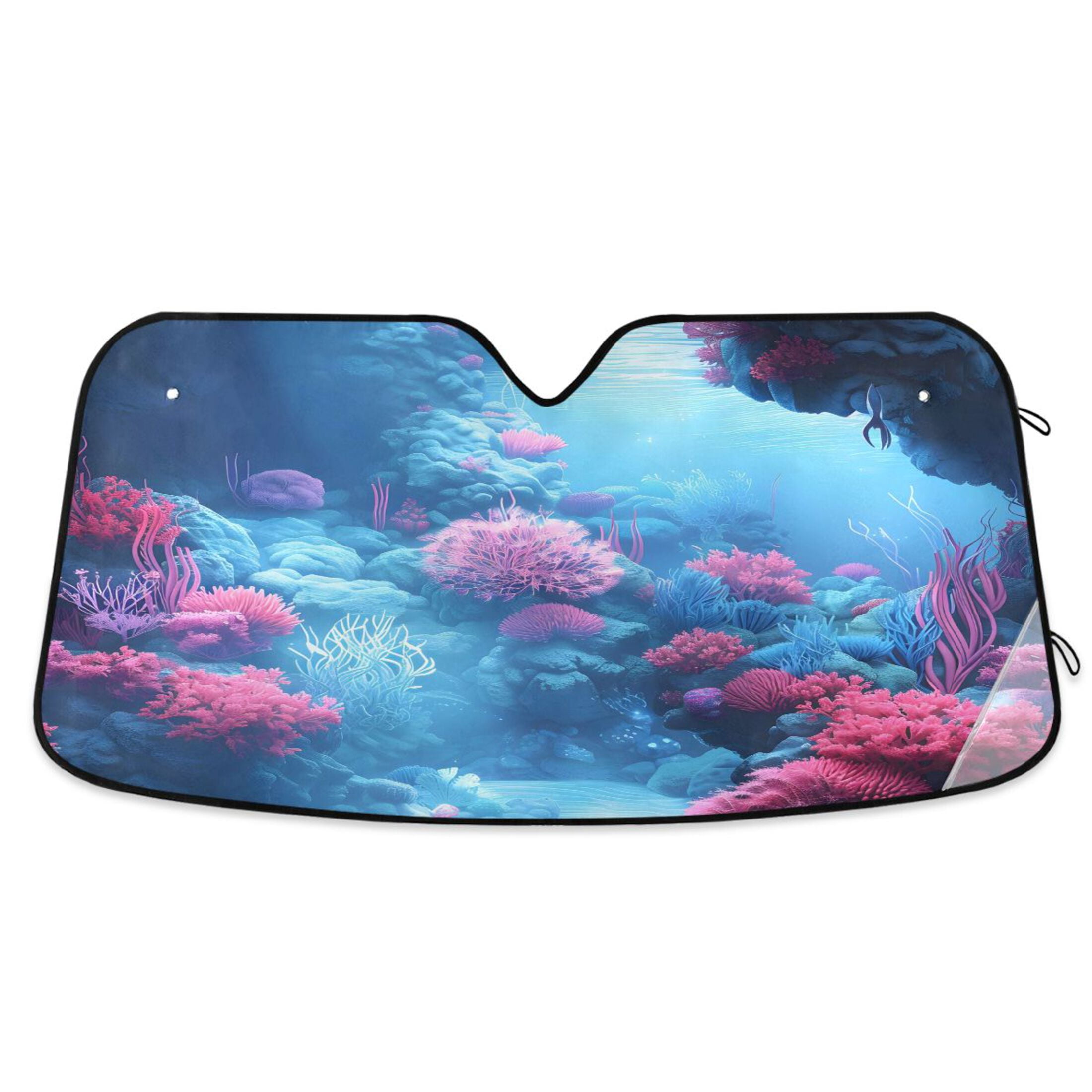 ALAZA Coral Sea View Windshield Sun Shade Car Foldable Sun Visor Block ...