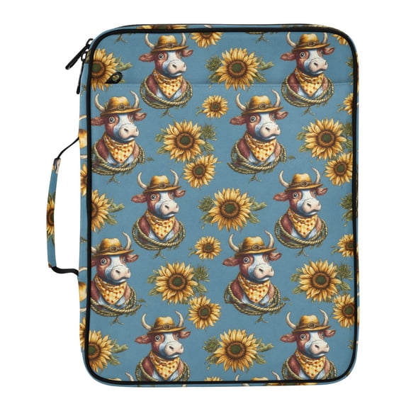 ALAZA Cow with Hat Sunflowers Pattern Expanding Accordion File Folder 3 ...