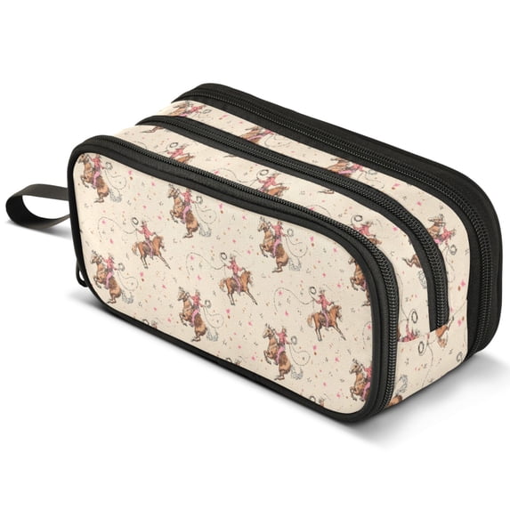 ALAZA Cowboys Riding Pencil Case Bag Large 3 Compartment Pen Pouch ...