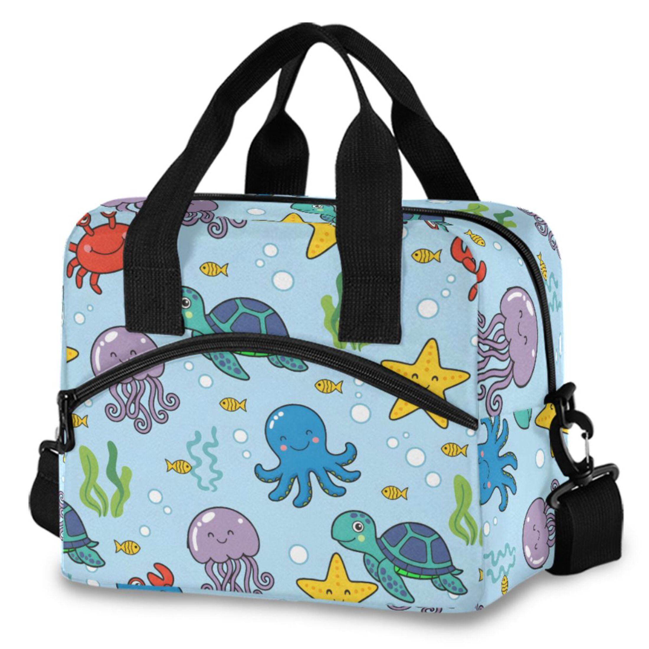 ALAZA Crabs Jellyfish Starfish Insulated Lunch Box Large Reusable ...