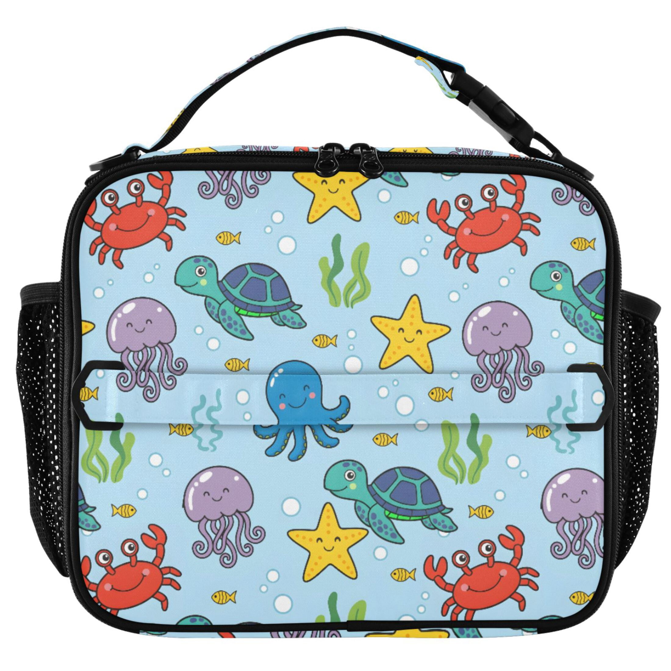 ALAZA Crabs Jellyfish Starfish Insulated Lunch Box Lunch Bag Cooler ...
