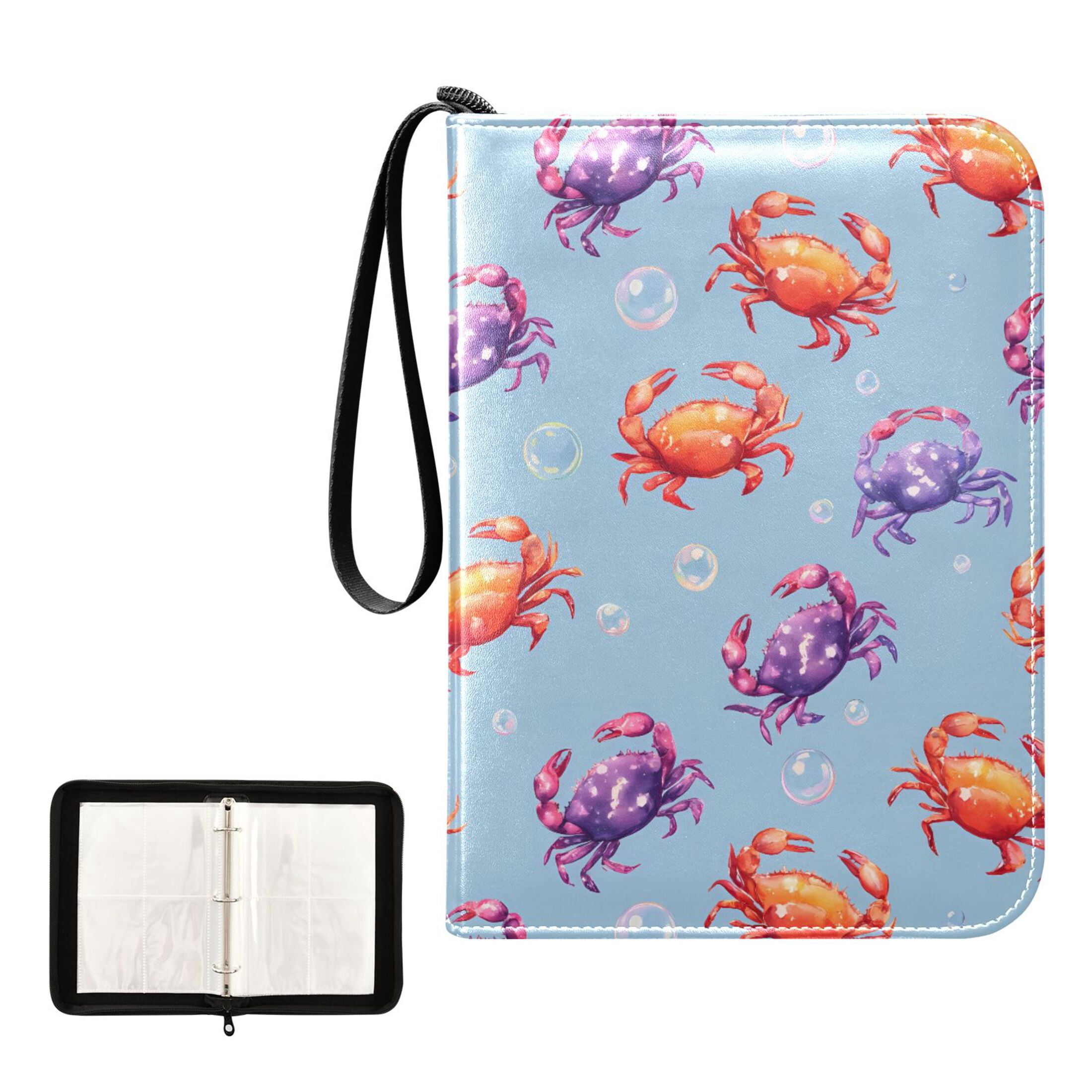 ALAZA Crabs and Bubbles Trading Card Binder 4 Pocket Cards Collection ...