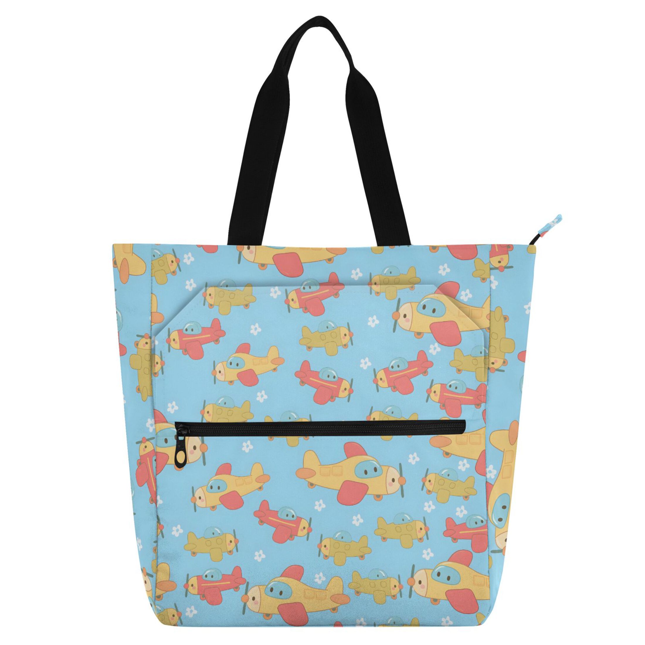 ALAZA Cute Aircraft Blue School Book Bag Kids Tote Bags Handbag ...