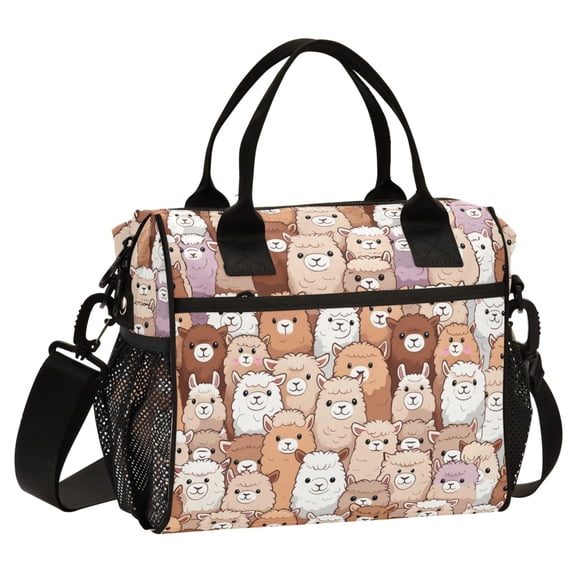 ALAZA Cute Alpacas Print Cooler Lunch Bag Insulated Reusable Lunch Tote ...