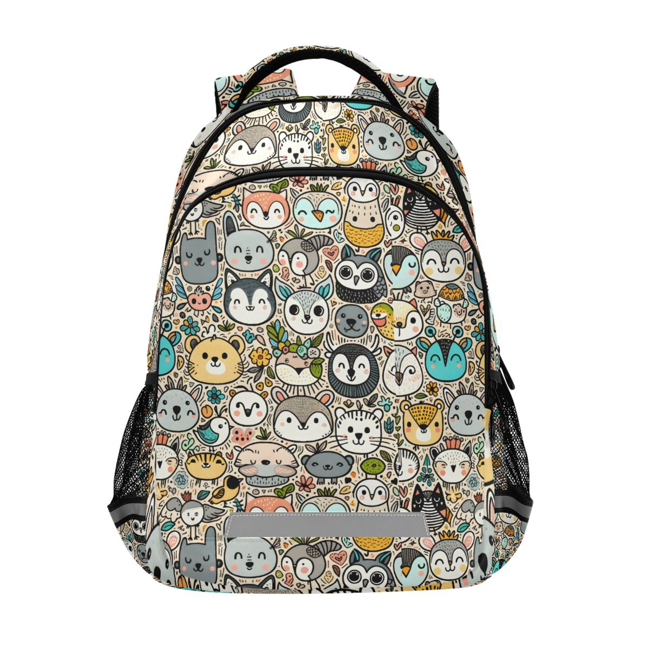 ALAZA Cute Animal Faces Backpack Elementary School Bag Bookbag Travel ...