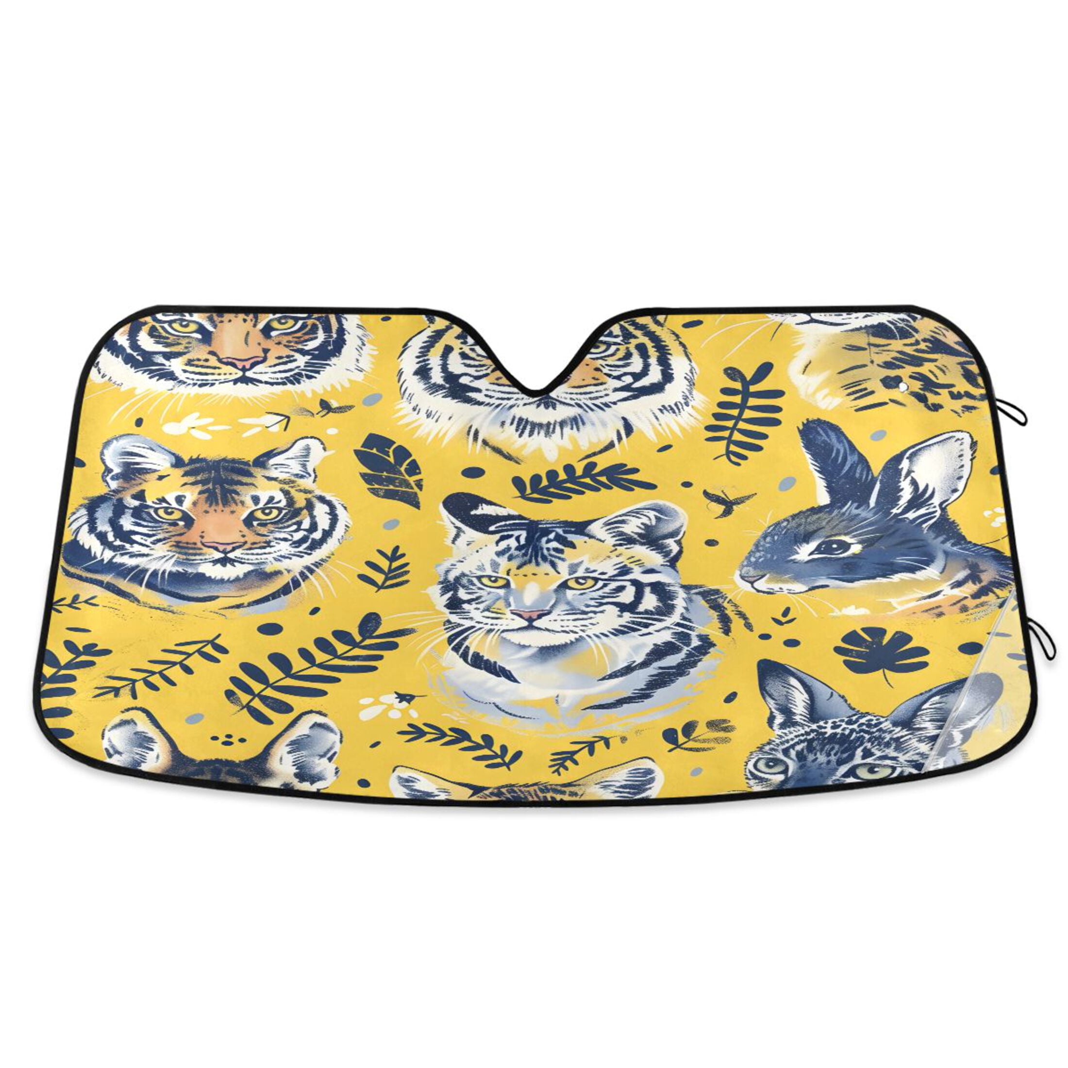 ALAZA Cute Animals Tiger Rabbit Windshield Sun Shade Car Foldable Visor ...