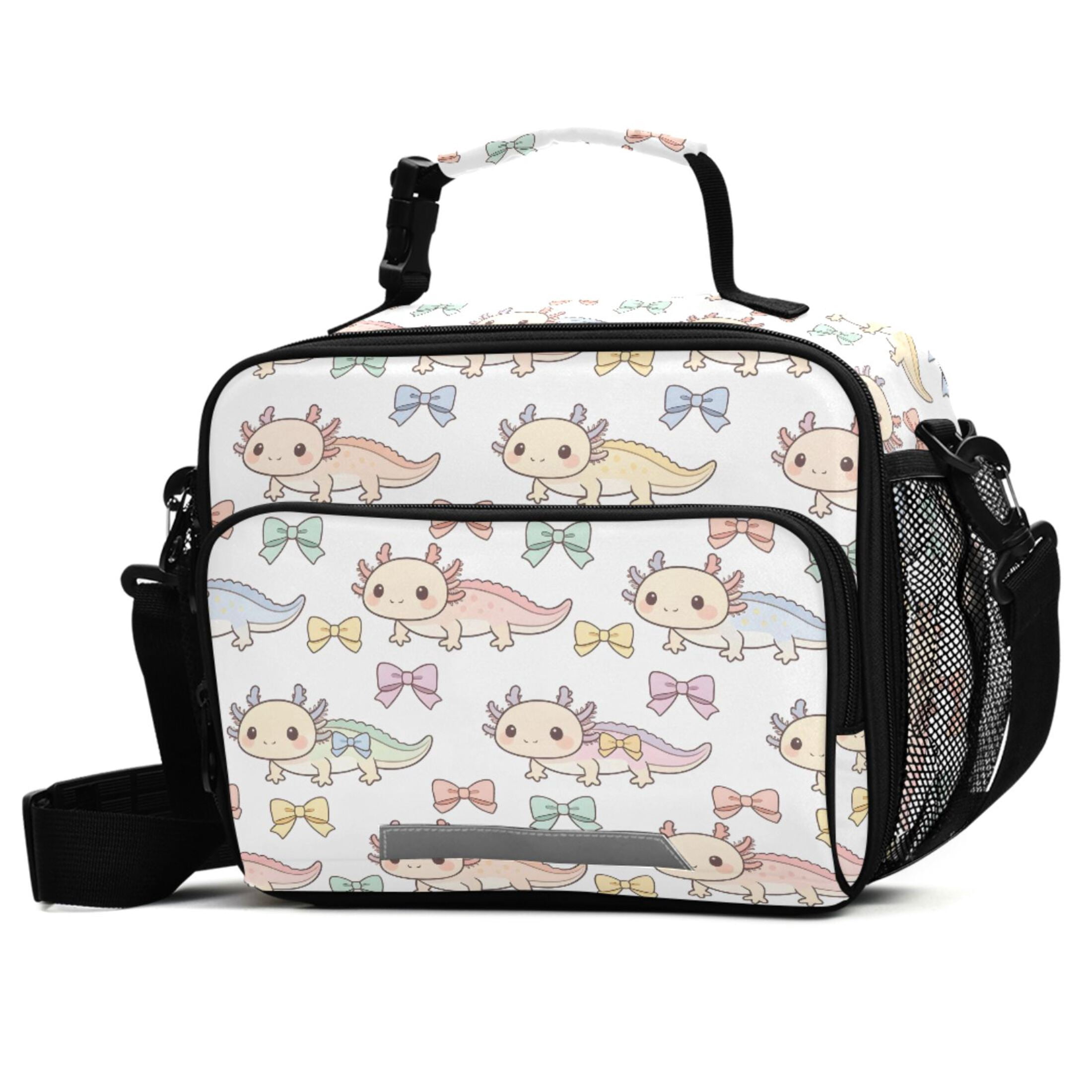 ALAZA Cute Axolotl Bow Lunch Box Insulated Cooler Bag Reusable Tote ...