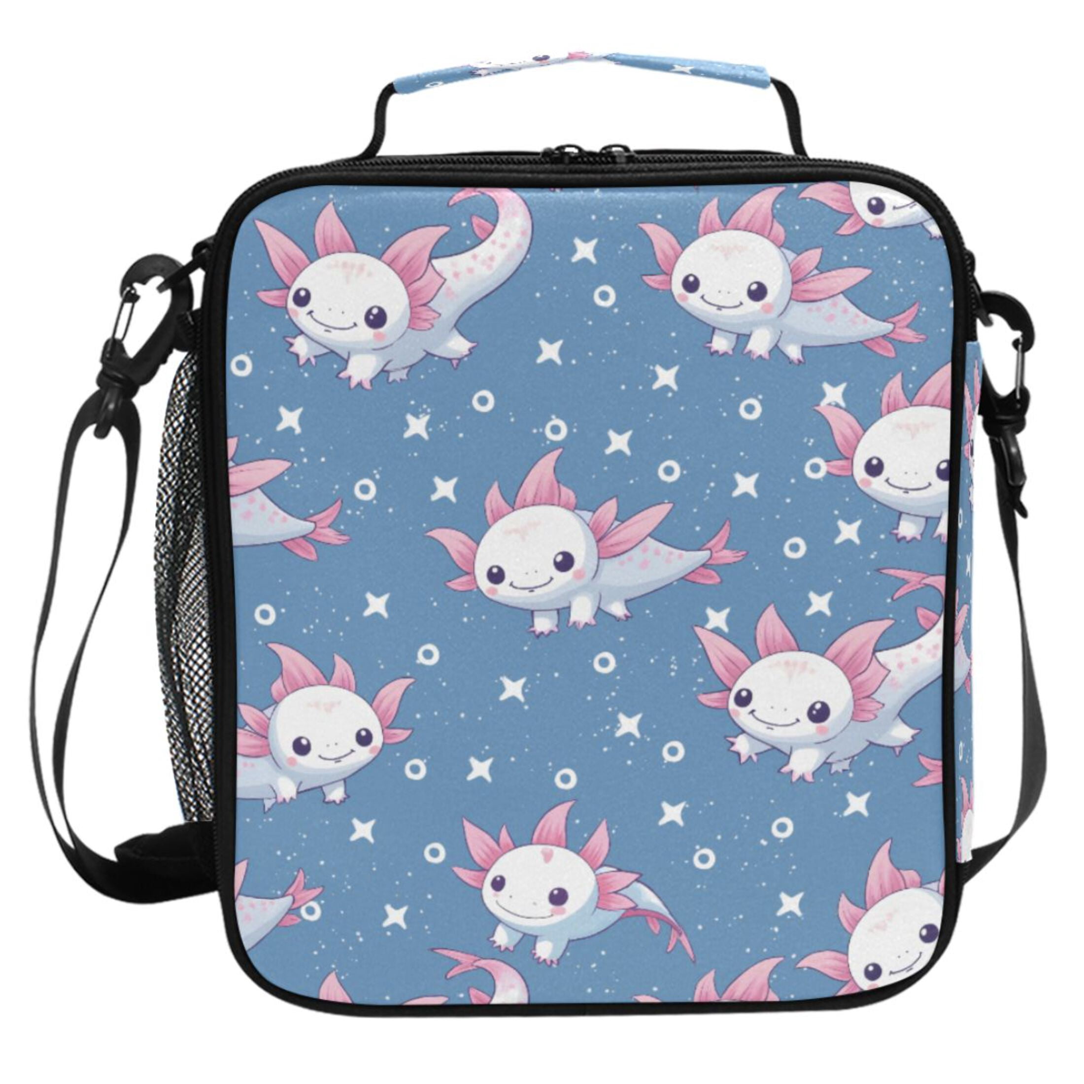 ALAZA Cute Axolotl Lunch Box Insulated Cooler Lunch Bag with Shoulder ...