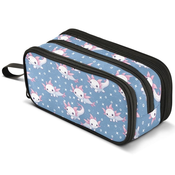 ALAZA Cute Axolotl Pencil Case Bag Large 3 Compartment Pen Pouch Holder ...