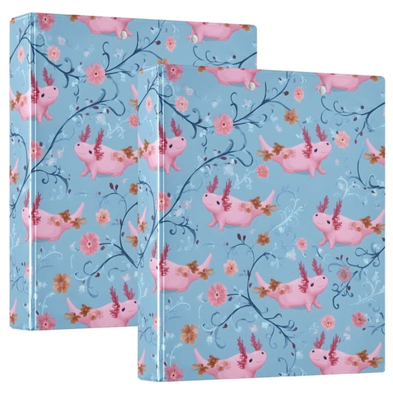 ALAZA Cute Axolotls Blue Hardcover 3 Ring Binder 1.5" D-Rings with ...