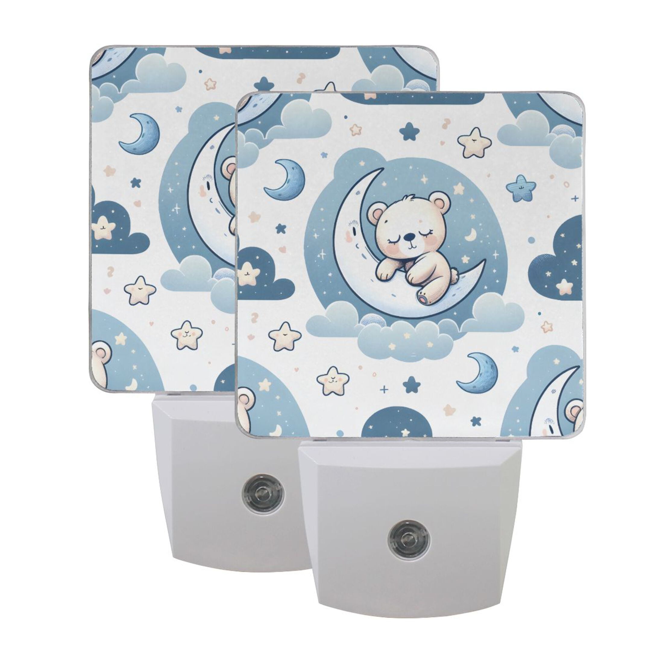 ALAZA Cute Bear Sleeping on Moon Night Lights 2 Pack Plug-in Wall LED ...