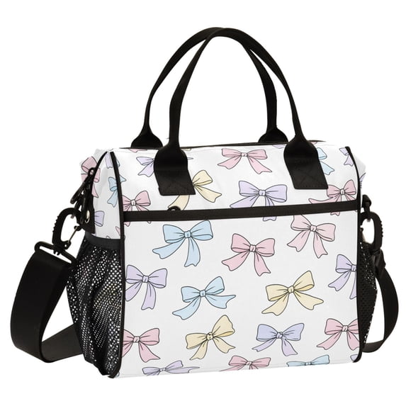 ALAZA Cute Bows Print Cooler Lunch Bag Insulated Reusable Lunch Tote ...