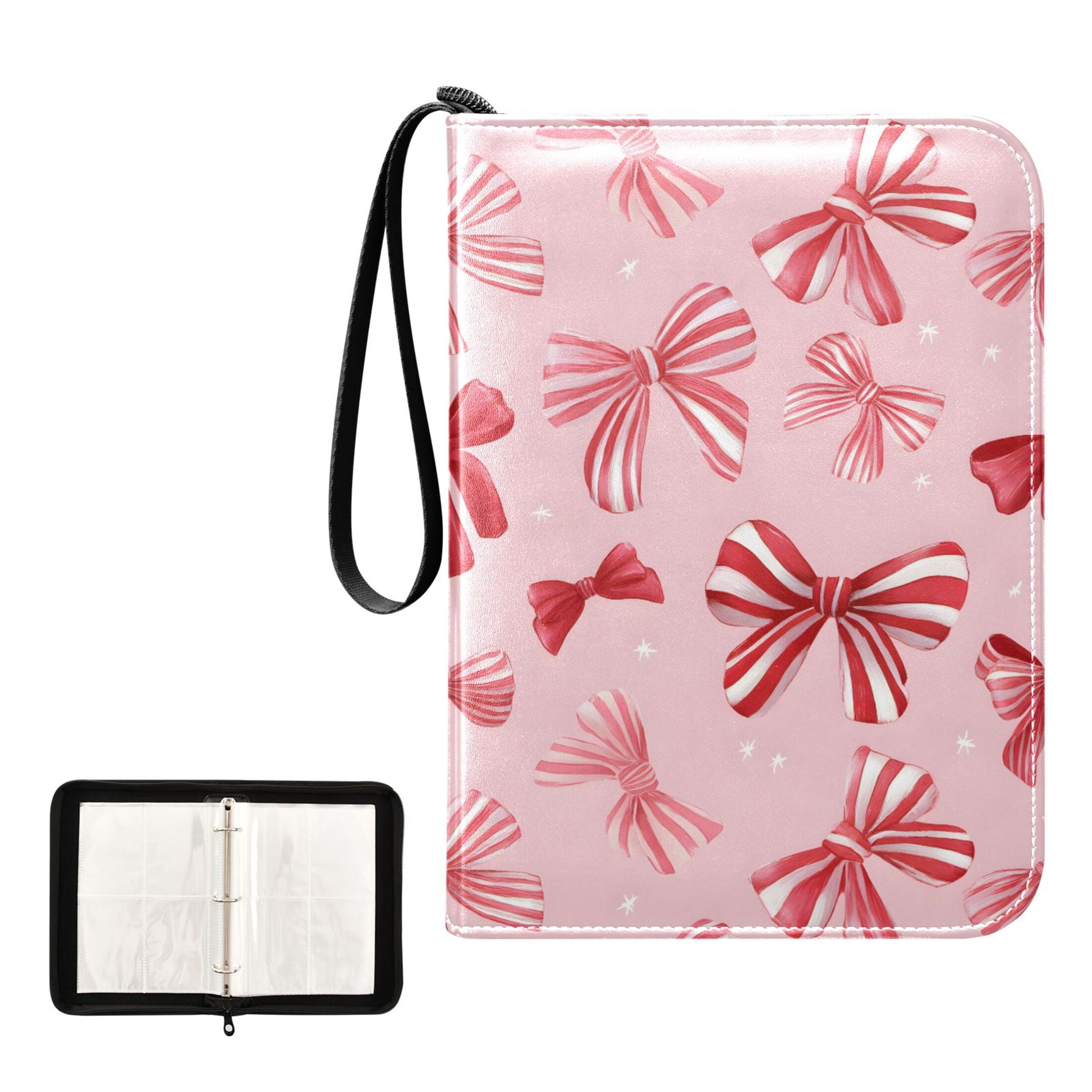 ALAZA Cute Bows Trading Card Binder 4 Pocket Cards Collection Album 400 ...
