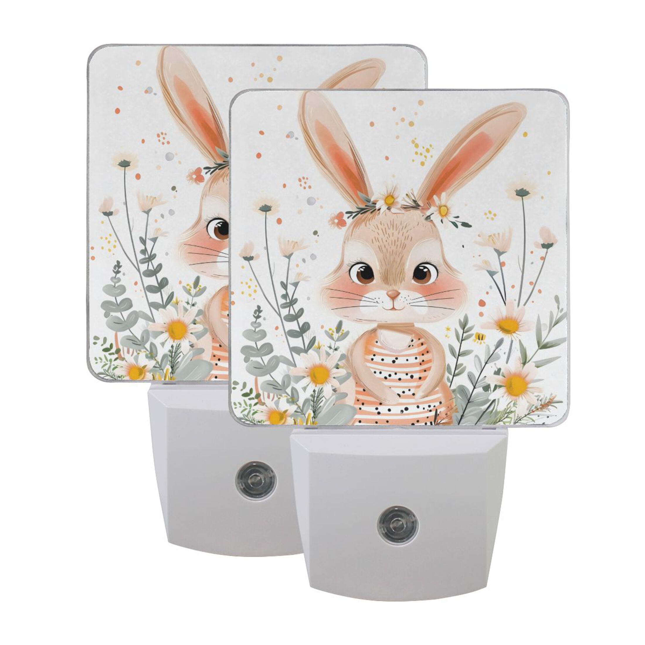 ALAZA Cute Bunny Night Lights 2 Pack Plug-in Wall LED Nightlight Auto ...