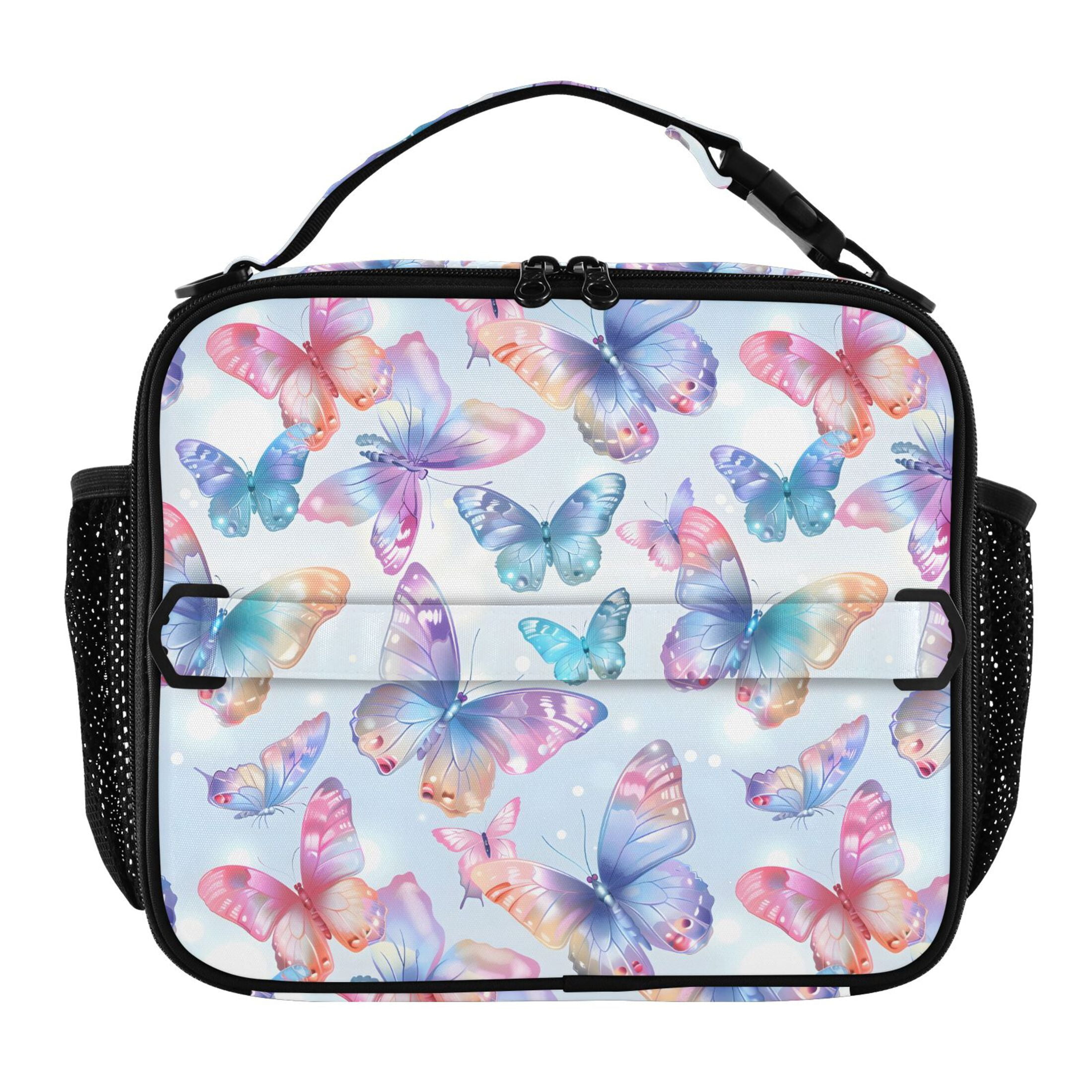 ALAZA Cute Butterfly Lunch Box Insulated Lunch Bag Cooler Tote with ...