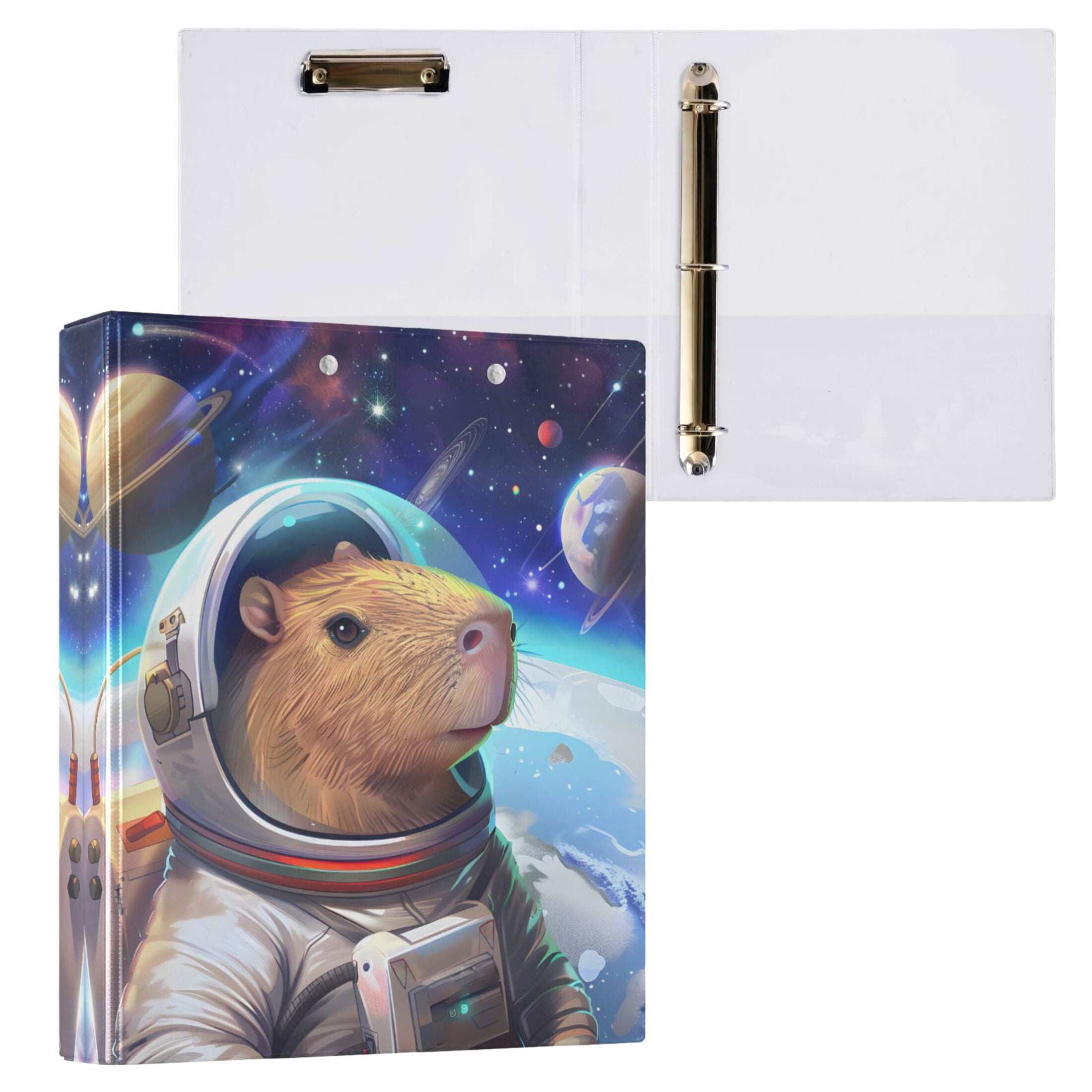 ALAZA Cute Capybara Astronaut Hardcover 3 Ring Binder 1.5" D-Rings with ...
