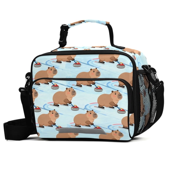 ALAZA Cute Capybara Skiing Lunch Box Insulated Cooler Bag Reusable Tote ...
