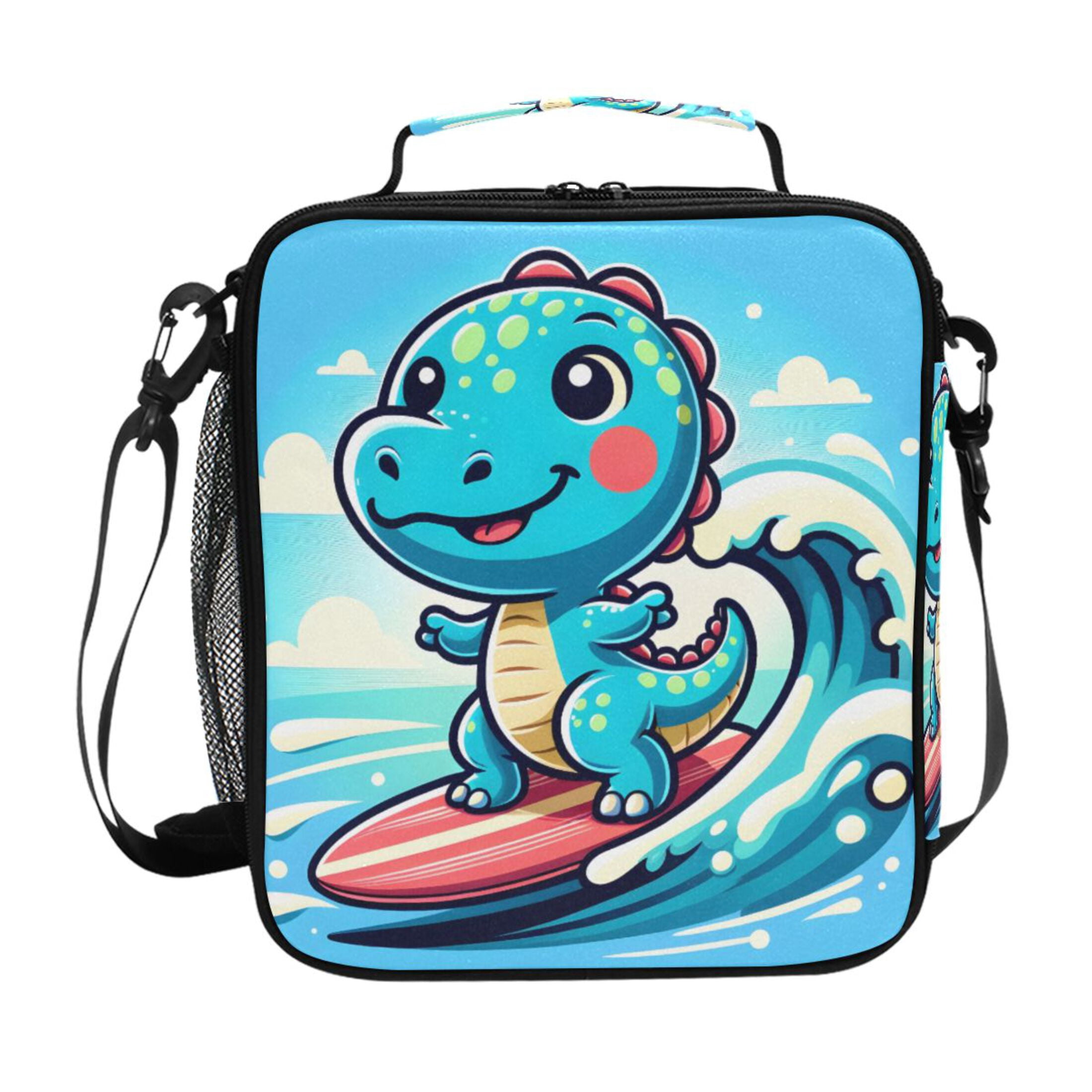ALAZA Cute Cartoon Dinosaur Skating Lunch Box Insulated Lunch Bag ...