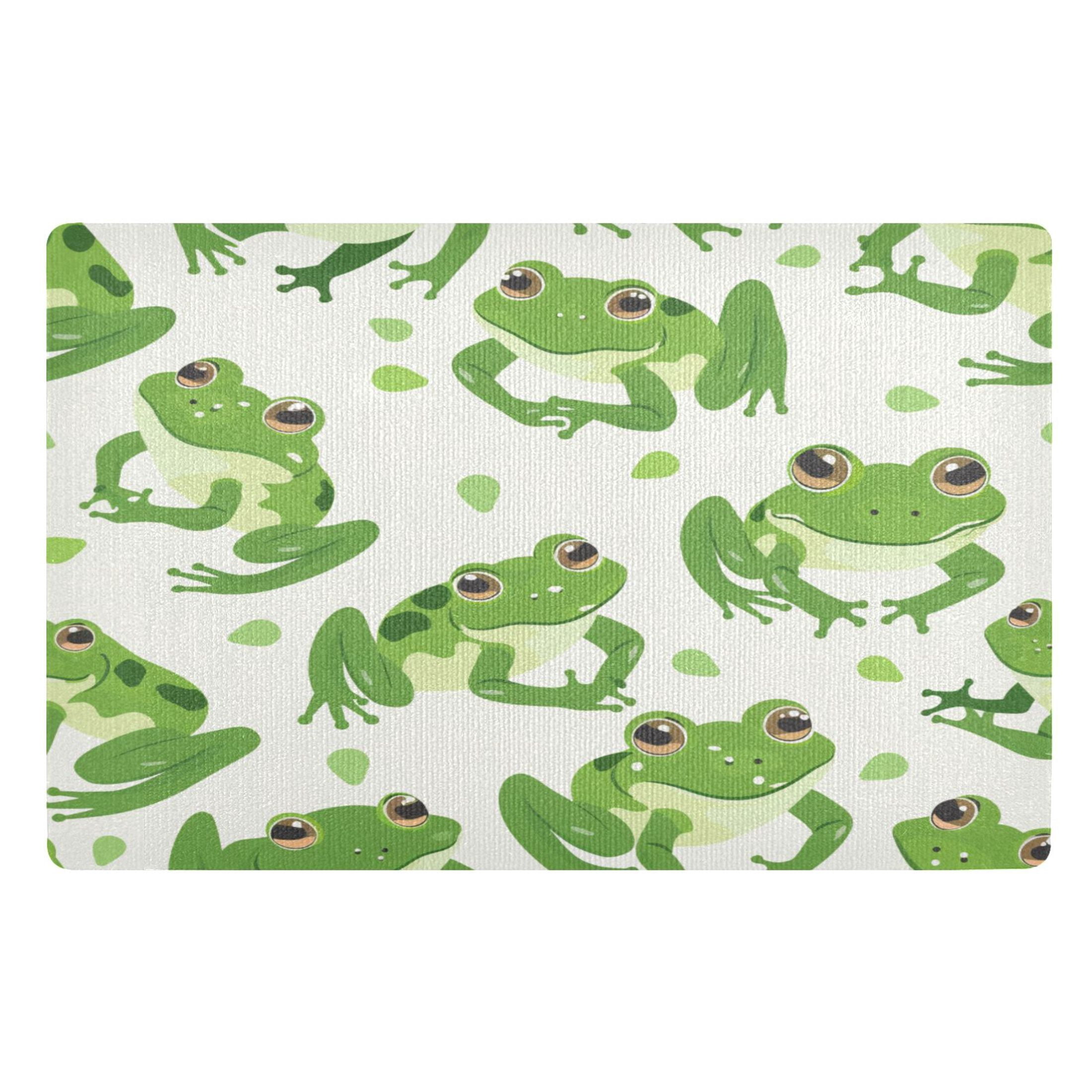ALAZA Cute Cartoon Green Frogs Door Mats Outdoor Indoor Entrance Low ...