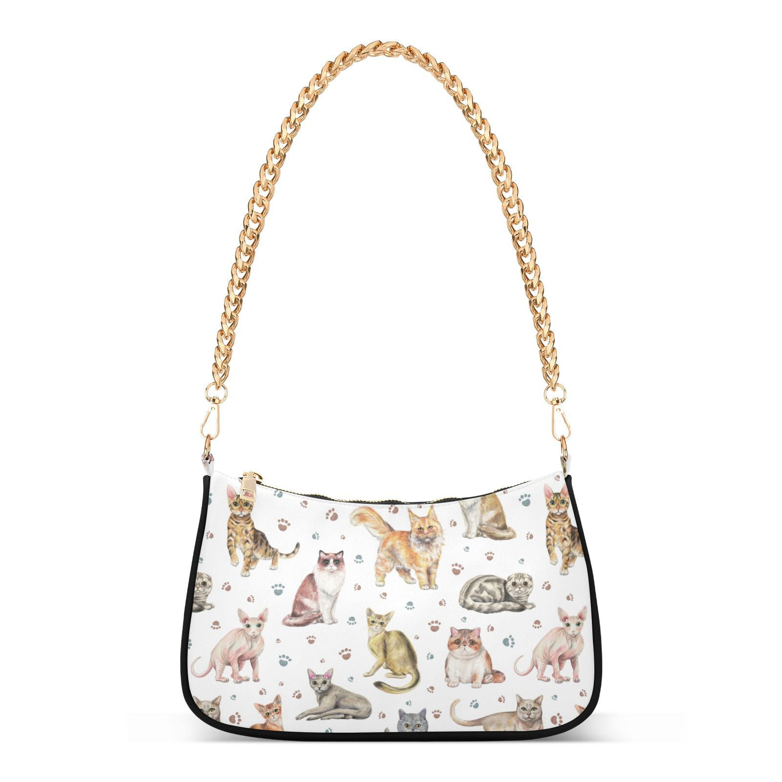 ALAZA Cute Cat Kitten & Paw Print Shoulder Bag Purse for Women Tote ...