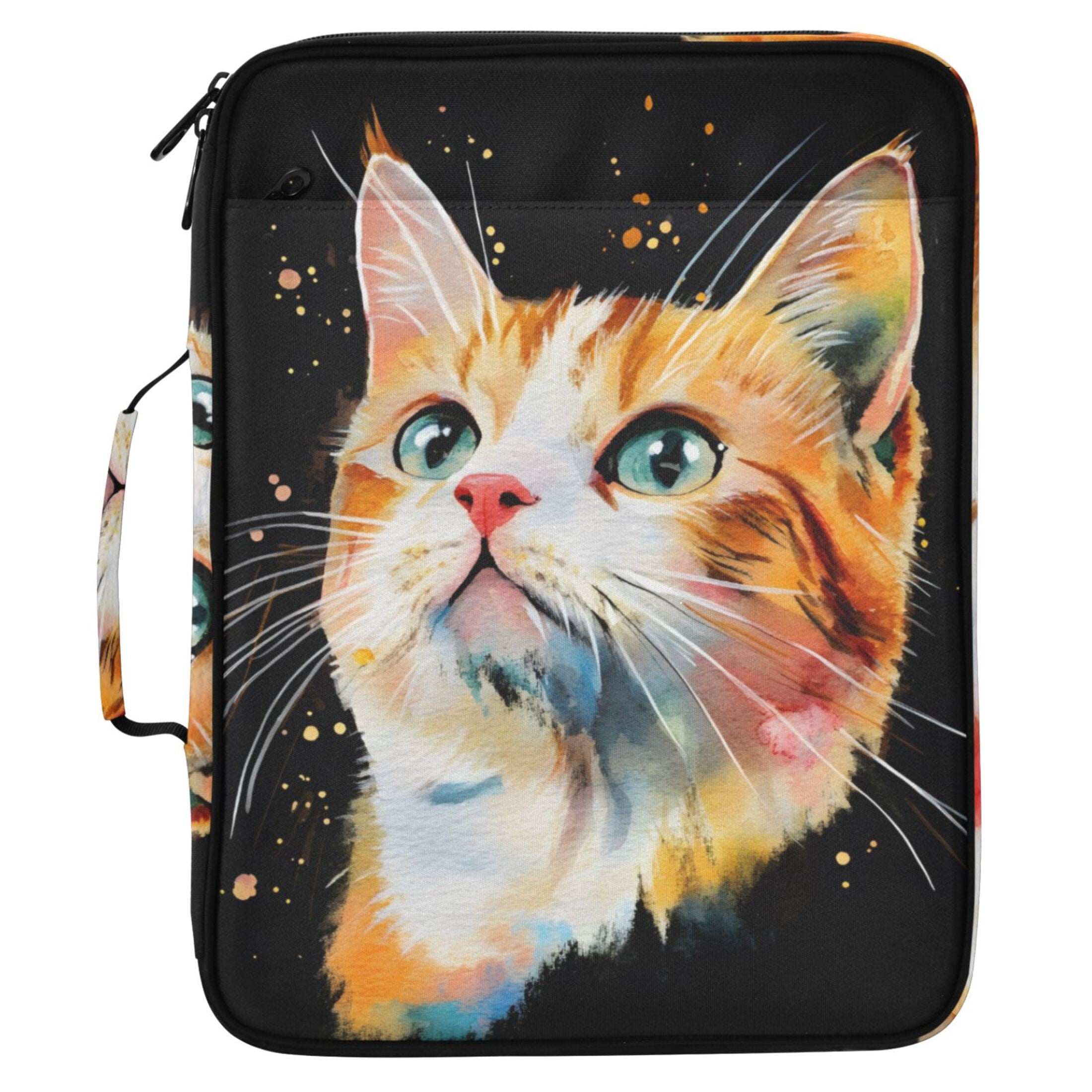 ALAZA Cute Cat Pattern Expanding Accordion File Folder 3 Ring Zipper ...