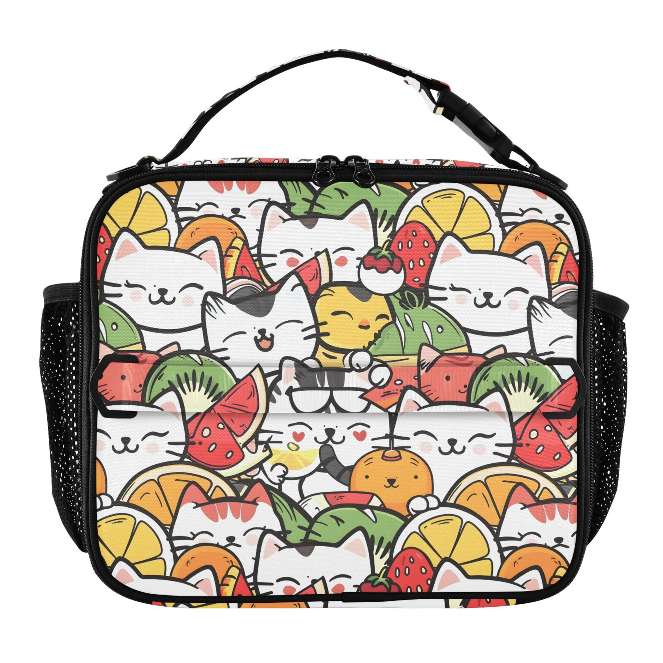 ALAZA Cute Cats and Fruits Lunch Box Insulated Lunch Bag Cooler Tote ...