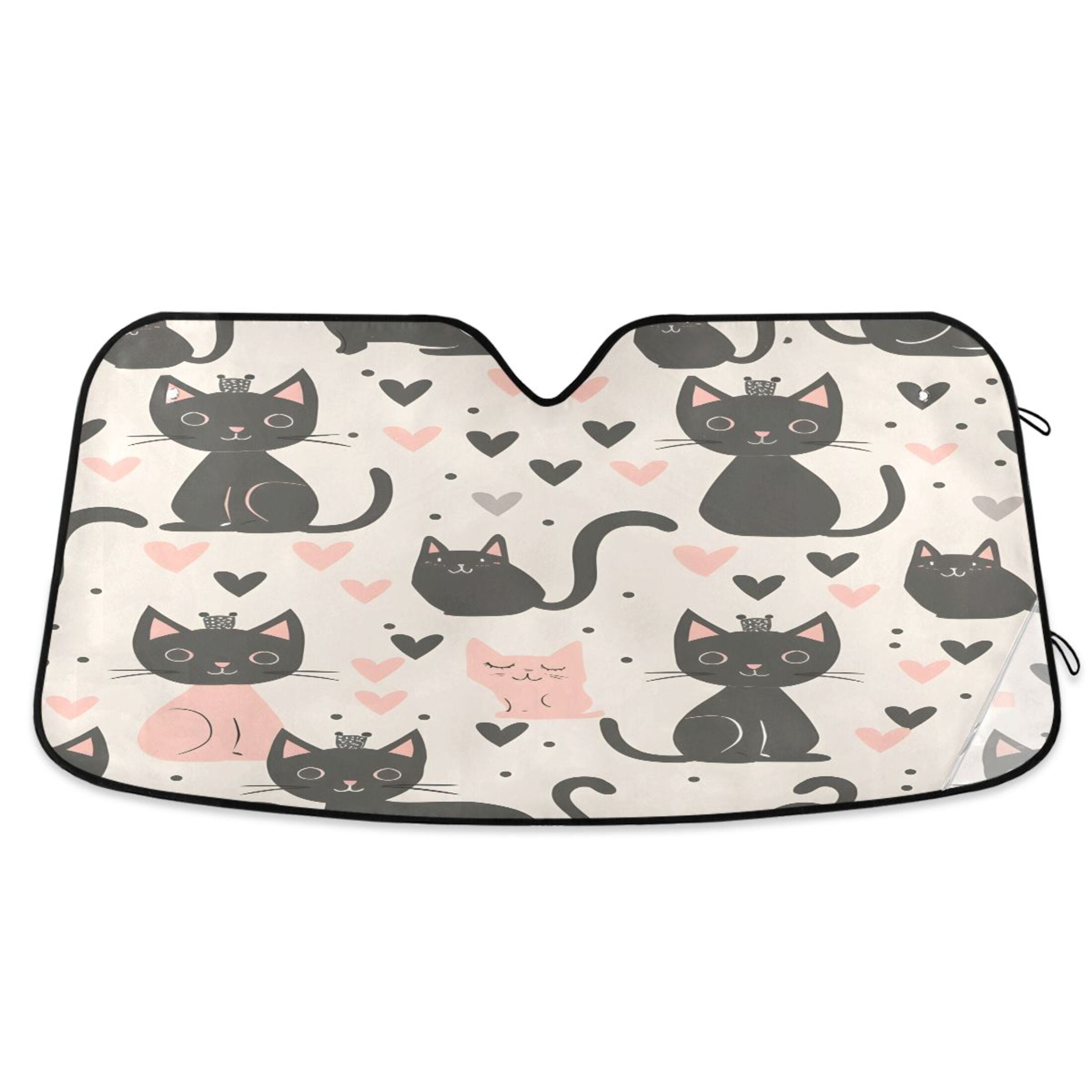 ALAZA Cute Cats and Heart Windshield Sun Shade Car Foldable Visor Block ...