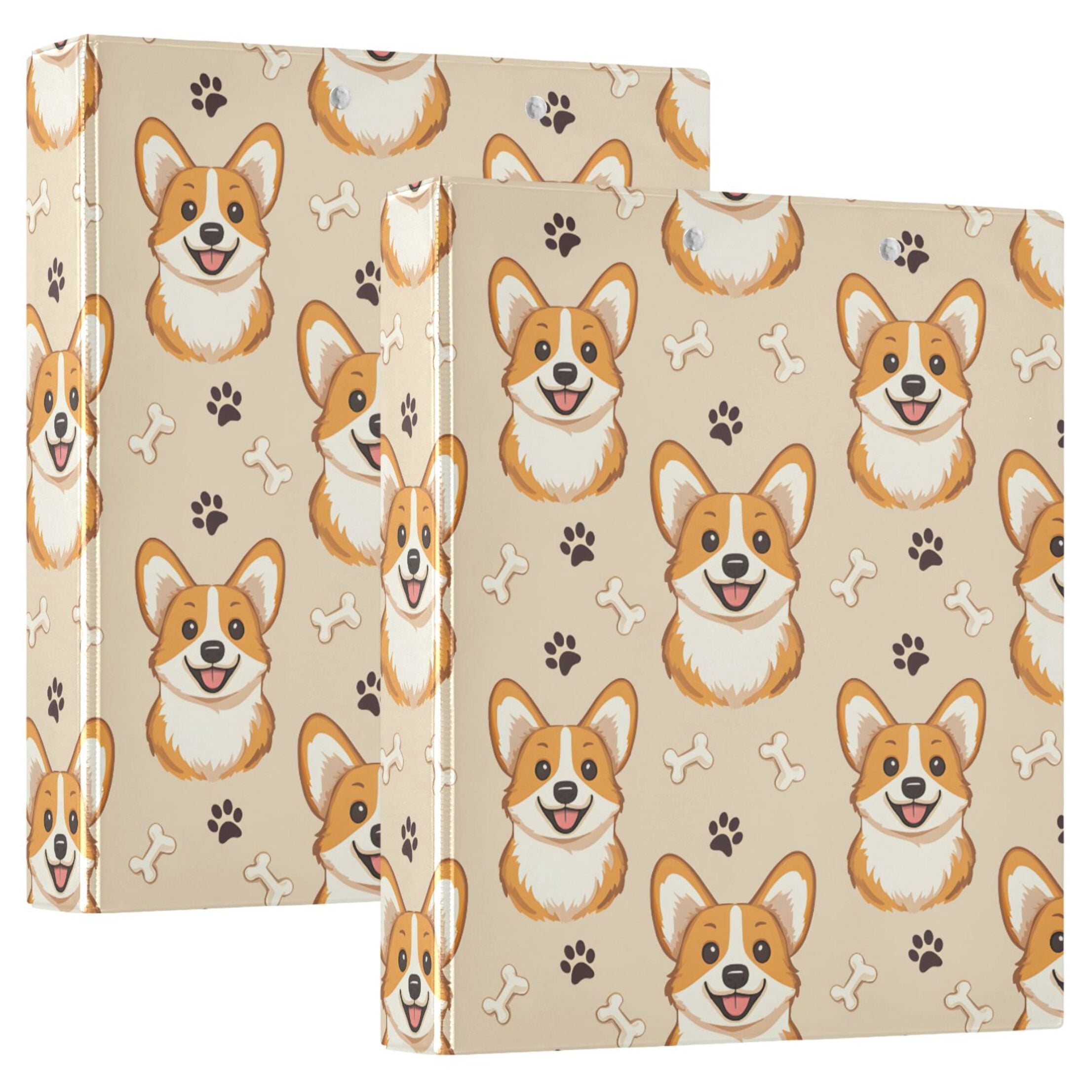 ALAZA Cute Corgi Dog Bone Footprint Hardcover 3 Ring Binder 1.5" D ...