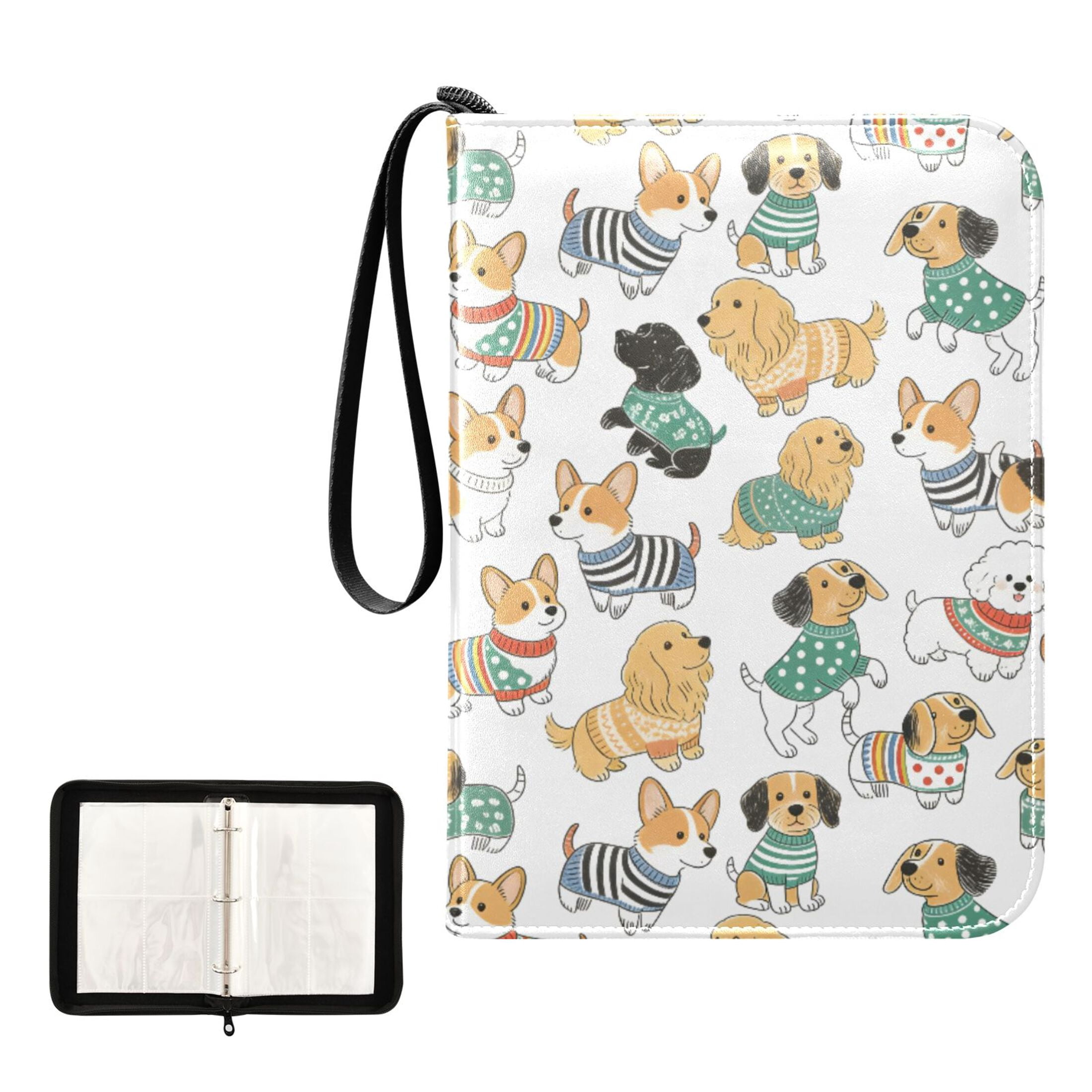 ALAZA Cute Corgi Golden Dog Trading Card Binder 4 Pocket Cards ...