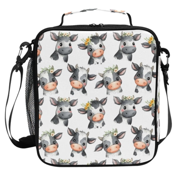 ALAZA Cute Cow with Flower Lunch Box Insulated Cooler Lunch Bag with ...