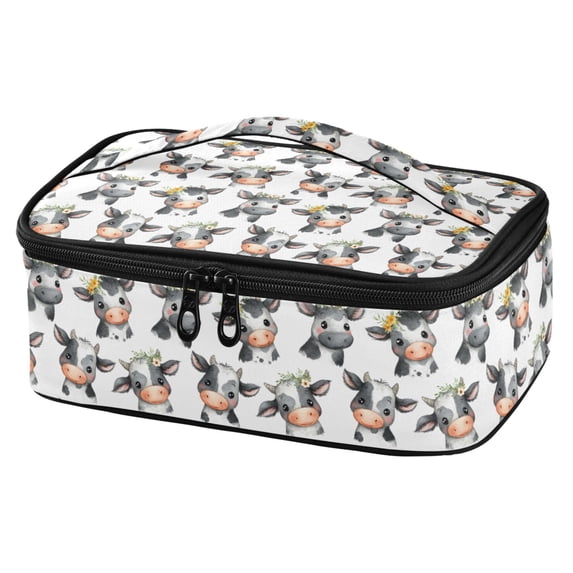 ALAZA Cute Cow with Flower Lunch Box Insulated Reusable Cooler Tote Bag ...