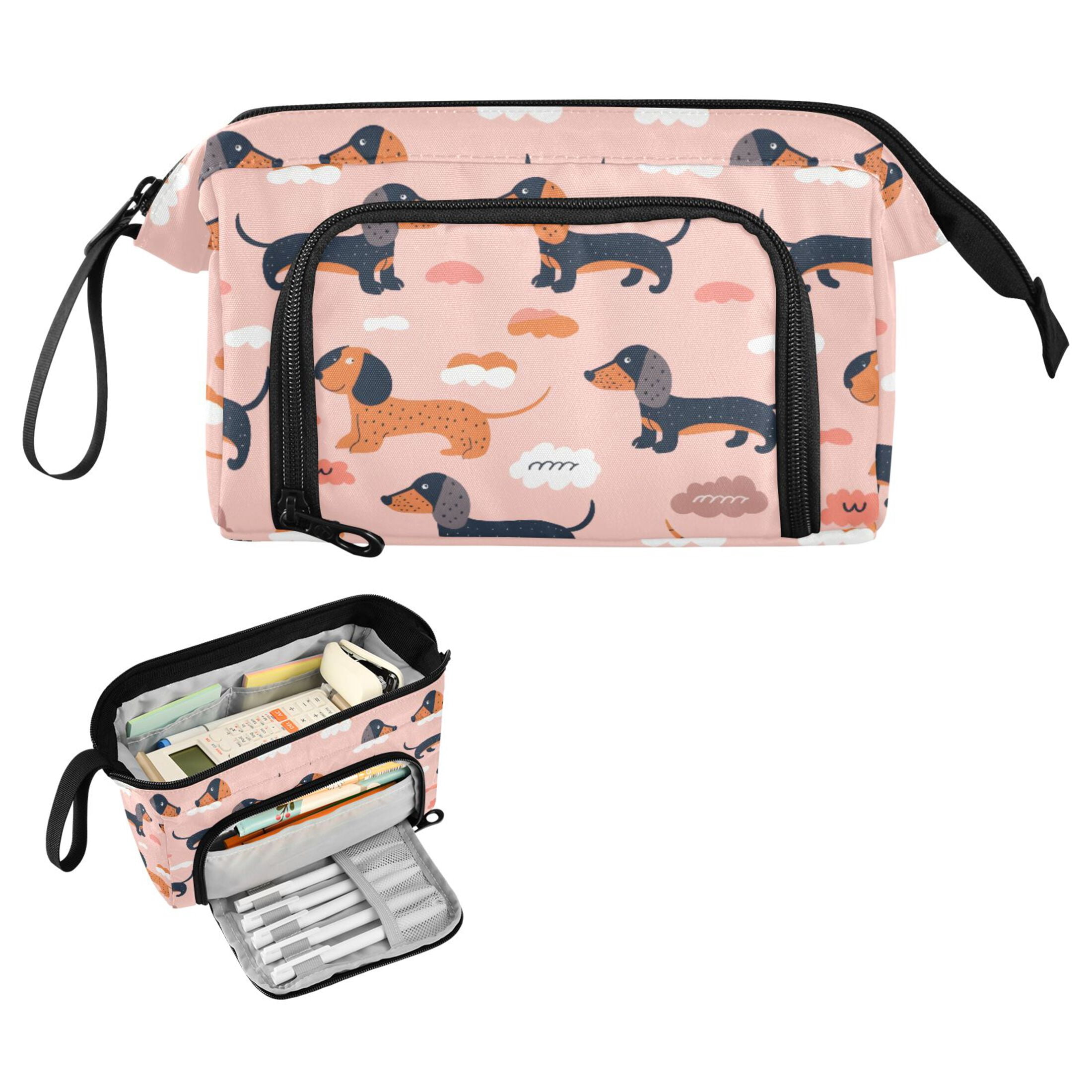 ALAZA Cute Dachshund Dogs Pencil Pouch Big Capacity Pencil Case Zipper ...