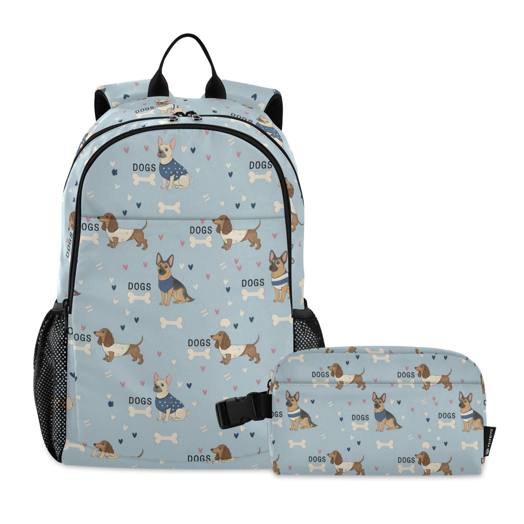 ALAZA Cute Dachshund Shepherd Dogs School Backpack Lunch Box Set ...