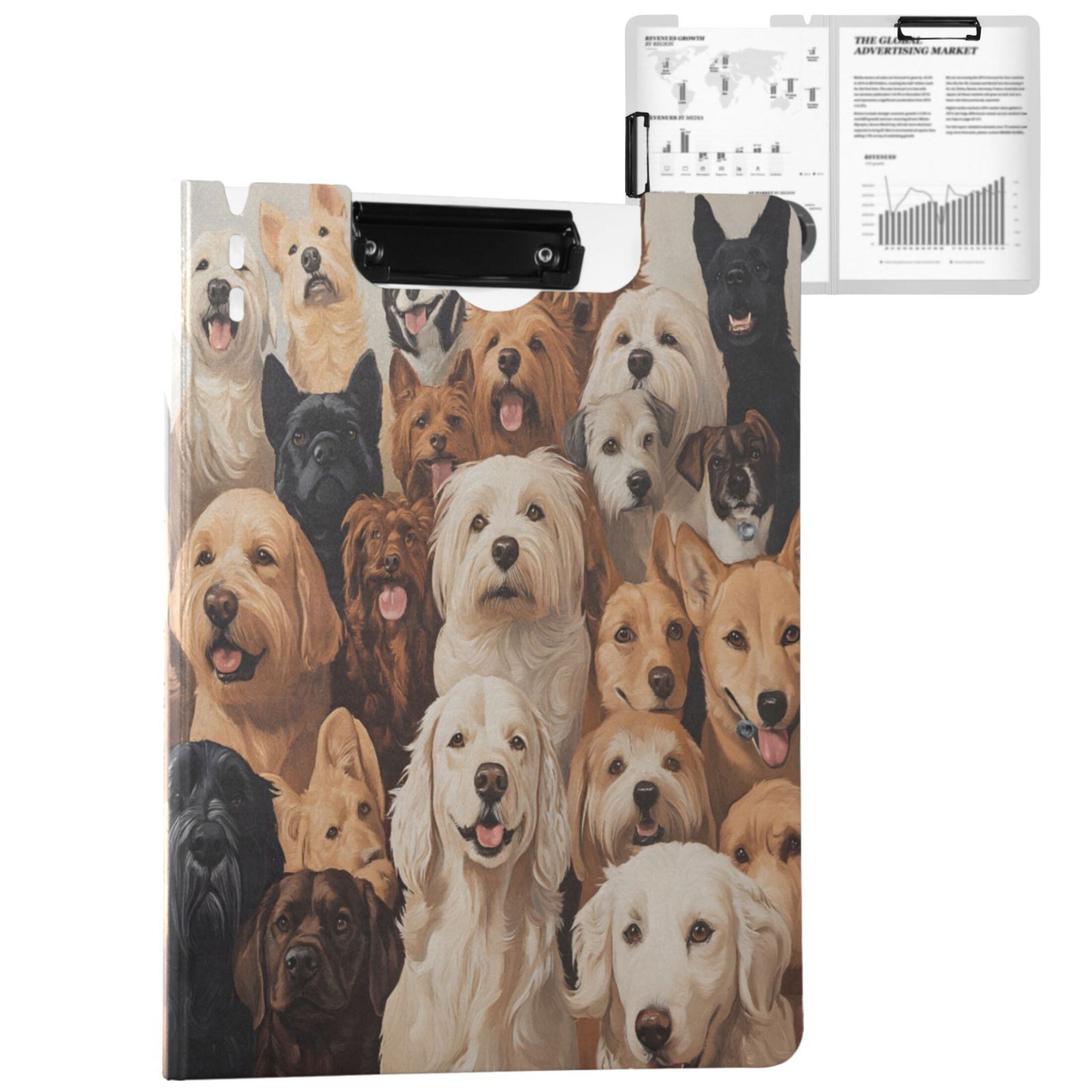 ALAZA Cute Dog Doodle A4 Foldable Clipboard 360 Degree Folder Binder ...