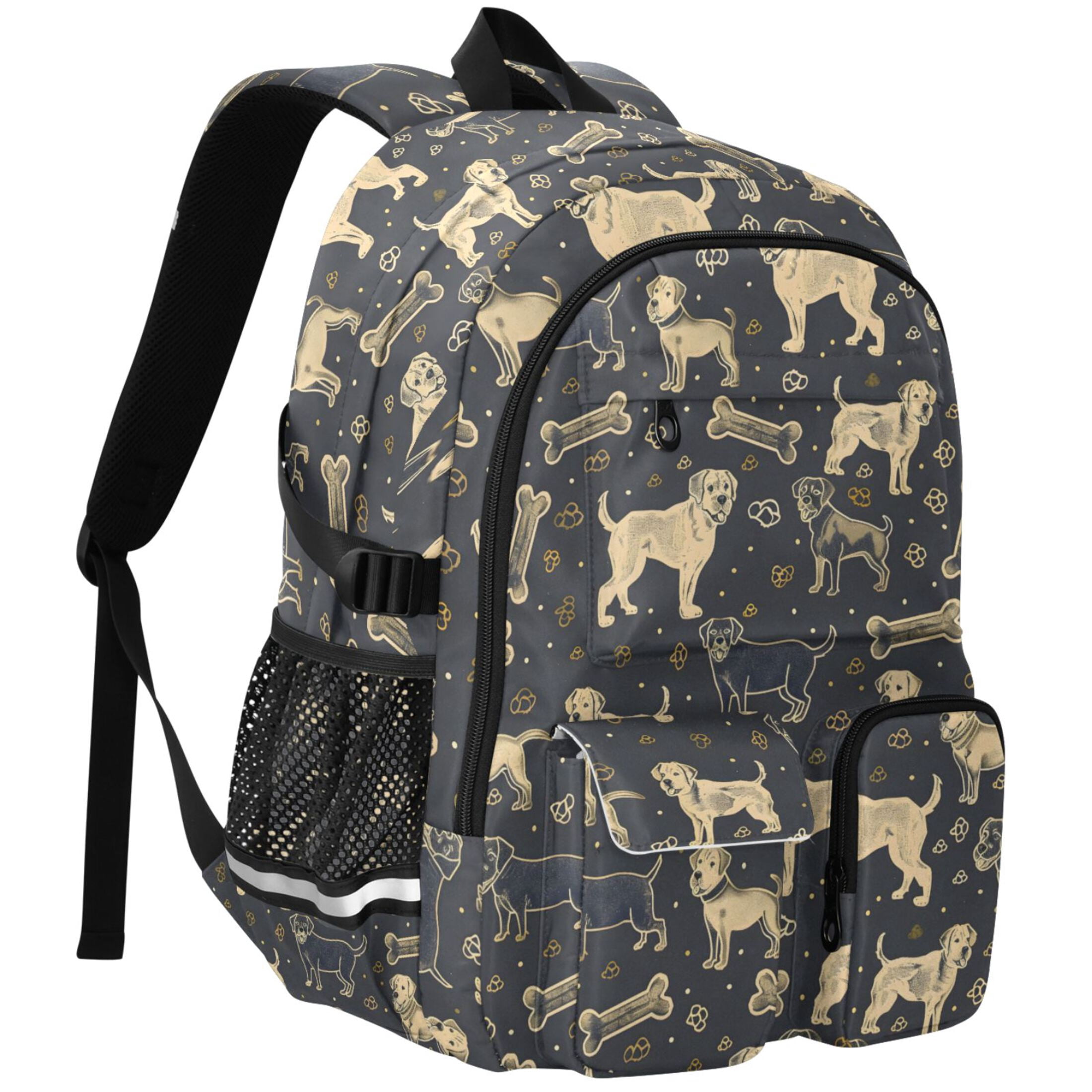 ALAZA Cute Dog and Bones Print Student Backpack School Bookbag Large ...