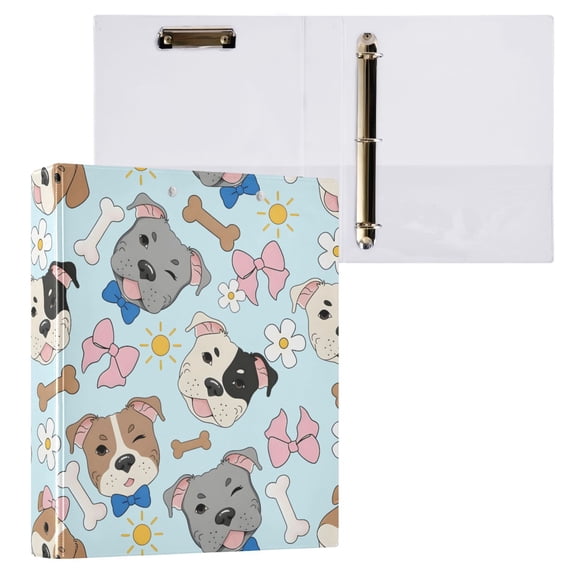 ALAZA Cute Dogs Bows Hardcover 3 Ring Binder 1.5" D-Rings with Interior ...