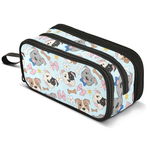 ALAZA Cute Dogs Bows Pencil Case Bag Large 3 Compartment Pen Pouch ...