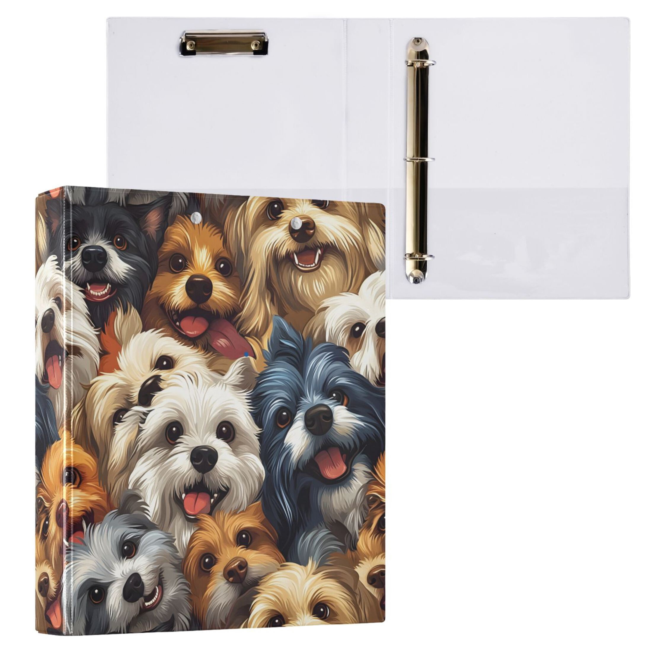 ALAZA Cute Dogs Doodle Print Hardcover 3 Ring Binder 1.5" D-Rings with ...
