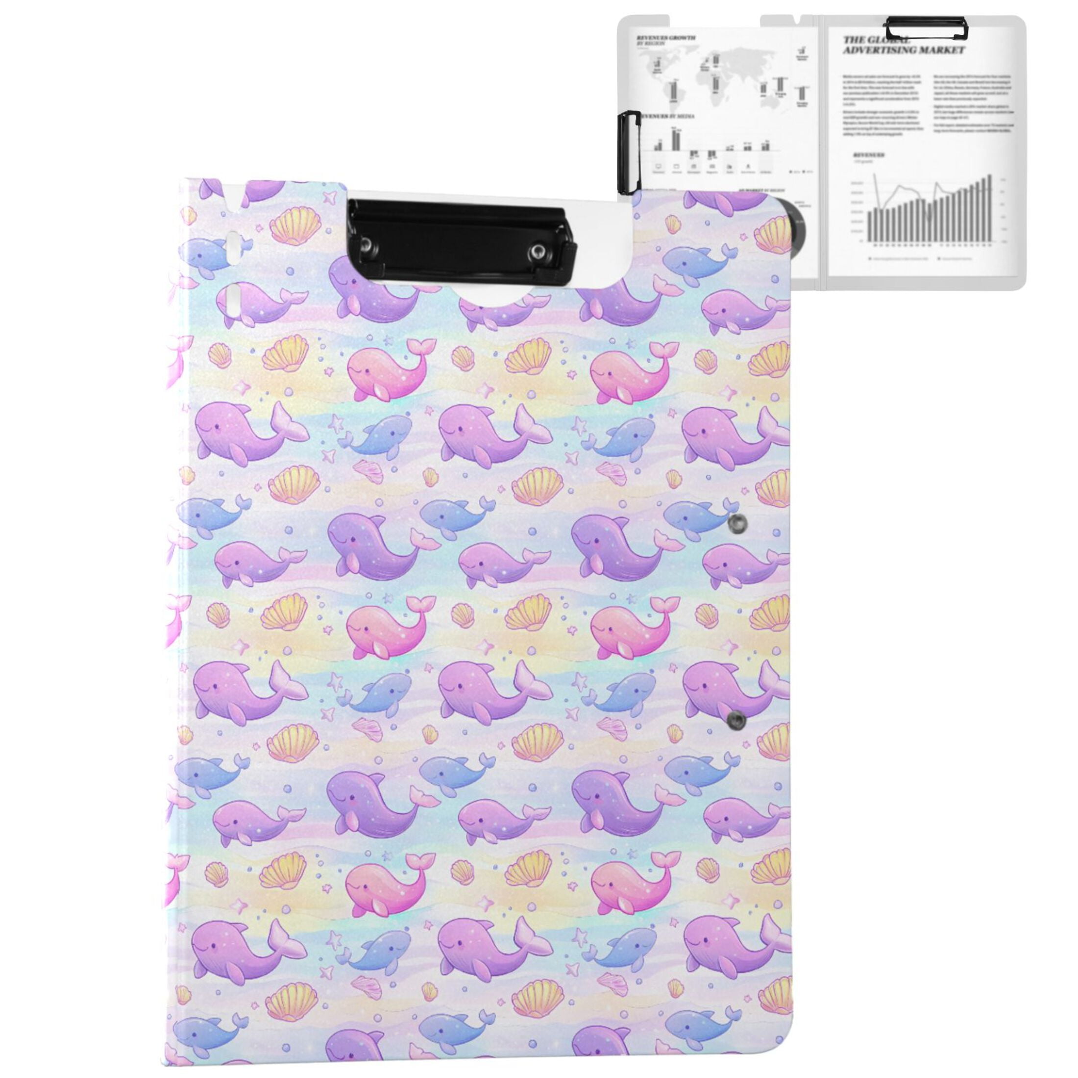 ALAZA Cute Dolphins Cartoon A4 Foldable Clipboard 360 Degree Folder ...