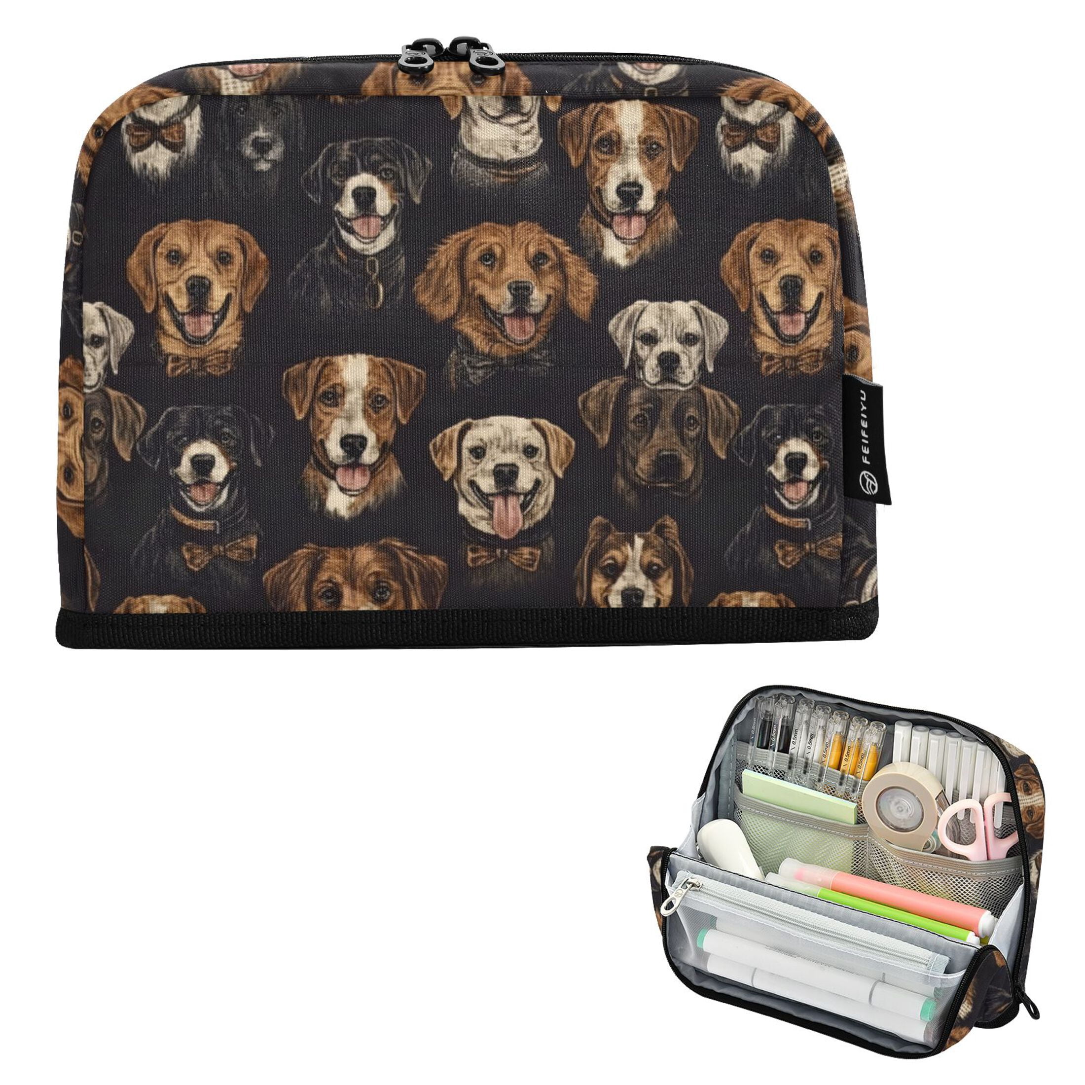 ALAZA Cute Doodle Cartoon Dogs Pencil Case Pen Pouch Bag Large Capacity ...