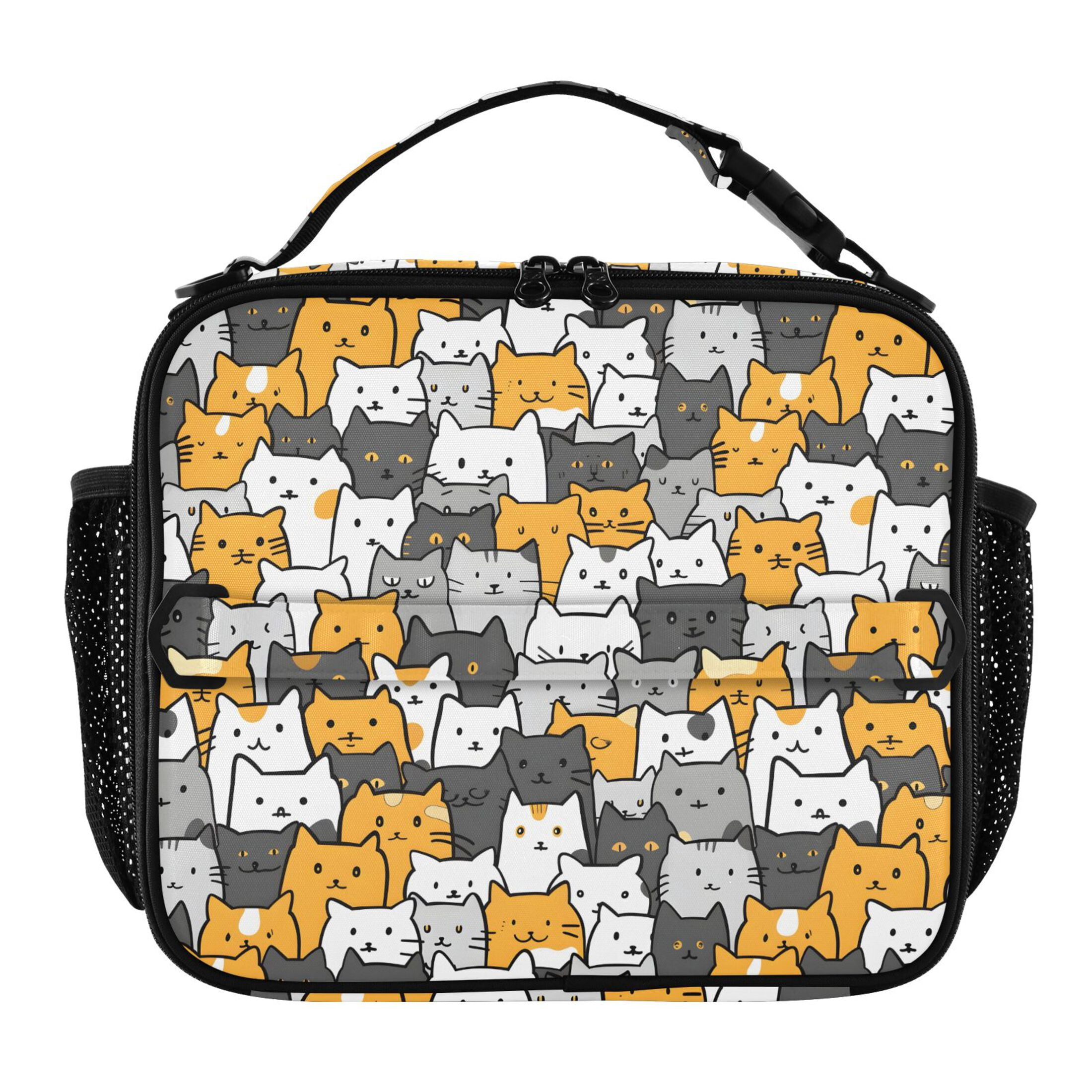 ALAZA Cute Doodle Cats Lunch Box Insulated Lunch Bag Cooler Tote with ...