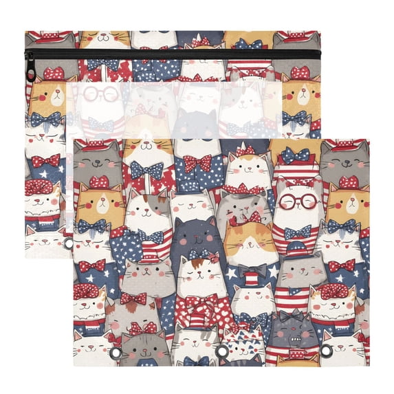 ALAZA Cute Doodle Cats with Bows Pattern Pencil Pouch 3 Ring Binder ...