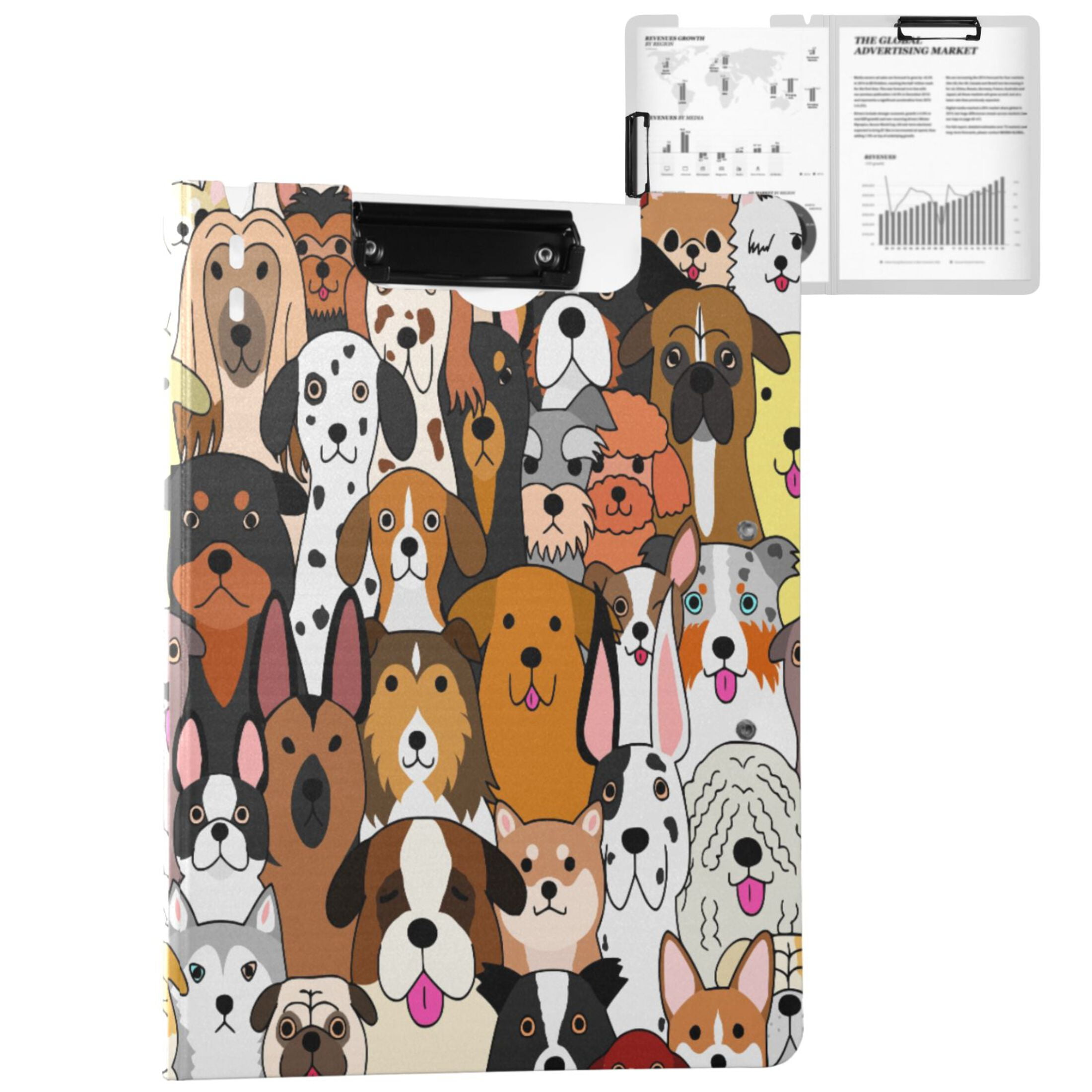 ALAZA Cute Doodle Dog Animal A4 Foldable Clipboard 360 Degree Folder ...