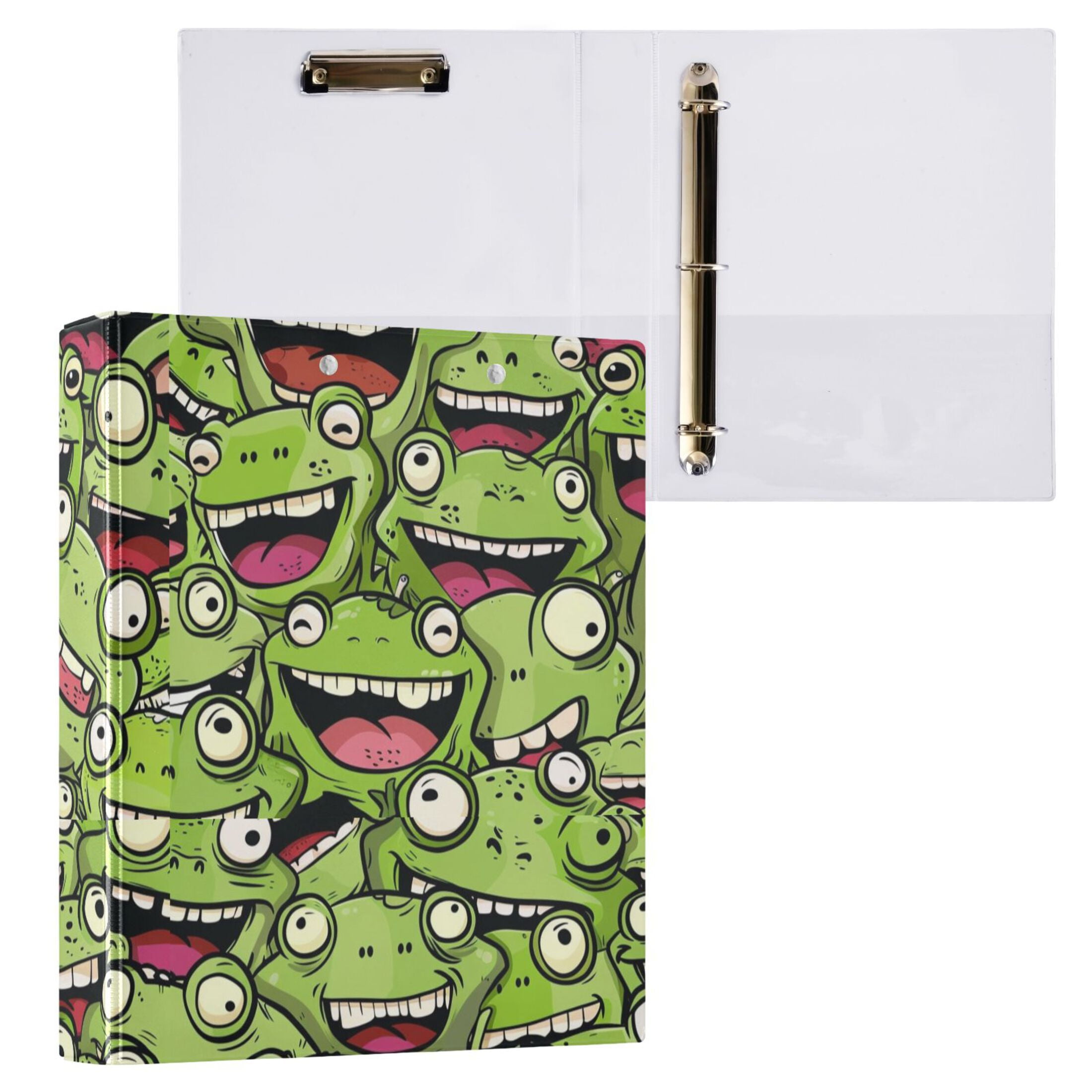 ALAZA Cute Doodle Frog Hardcover 3 Ring Binder 1.5" Round Rings ...