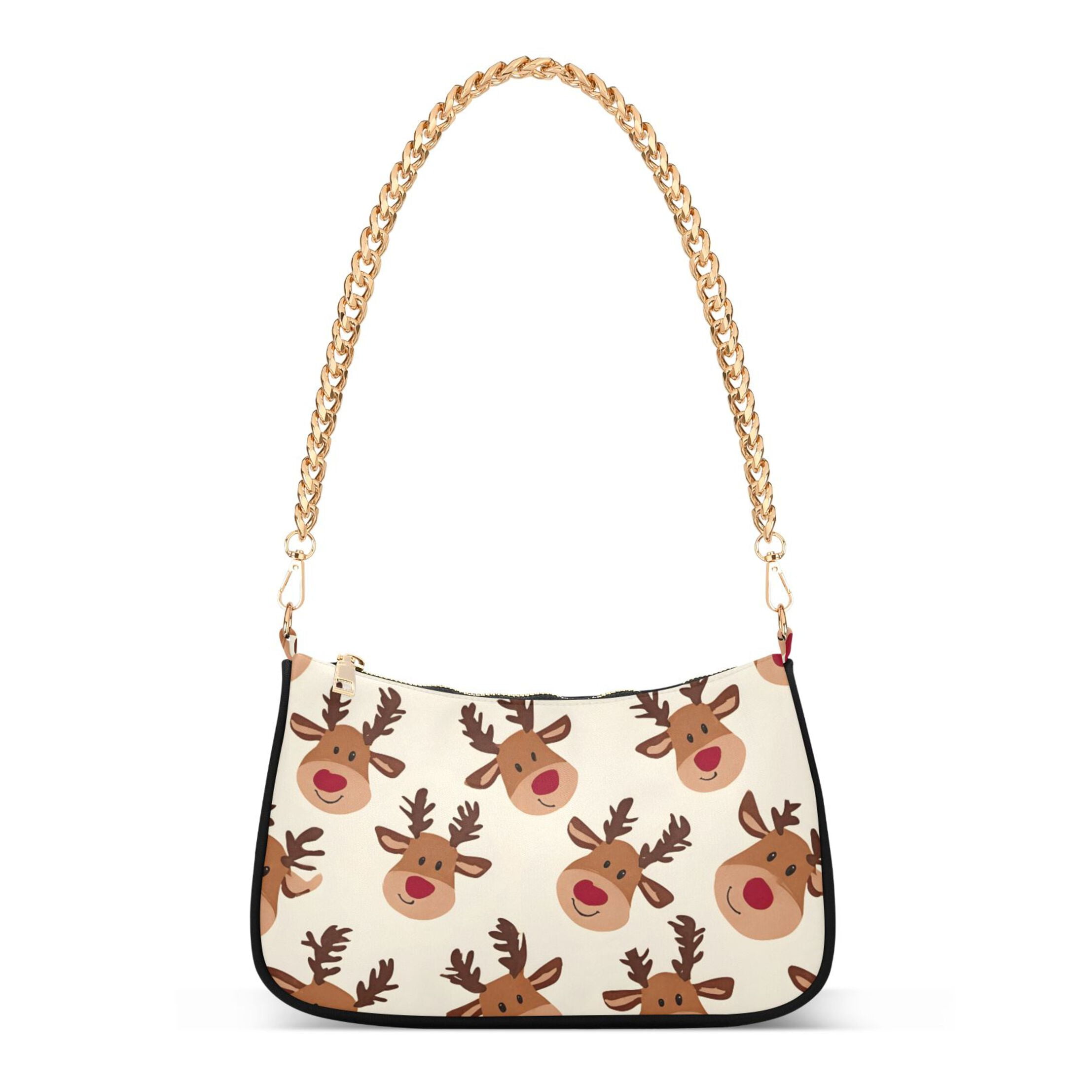 ALAZA Cute Elk Reindeer Women's Chain Shoulder Bag Hobo Handbag Tote ...