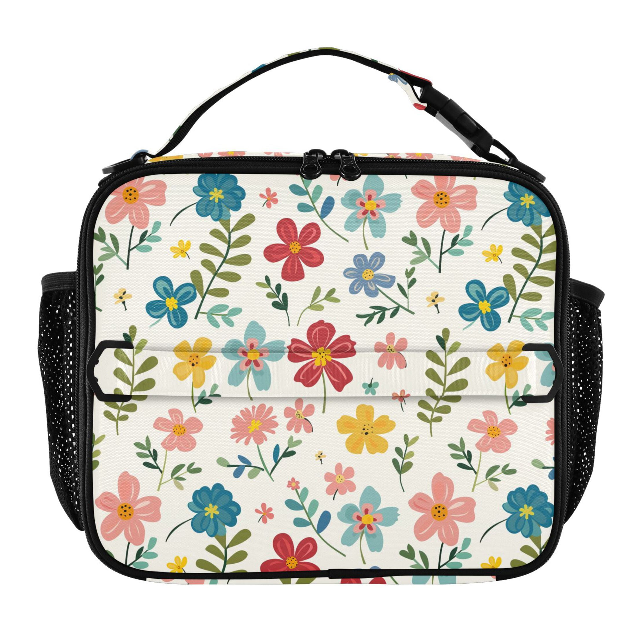 ALAZA Cute Flowers Lunch Box Insulated Lunch Bag Cooler Tote with ...
