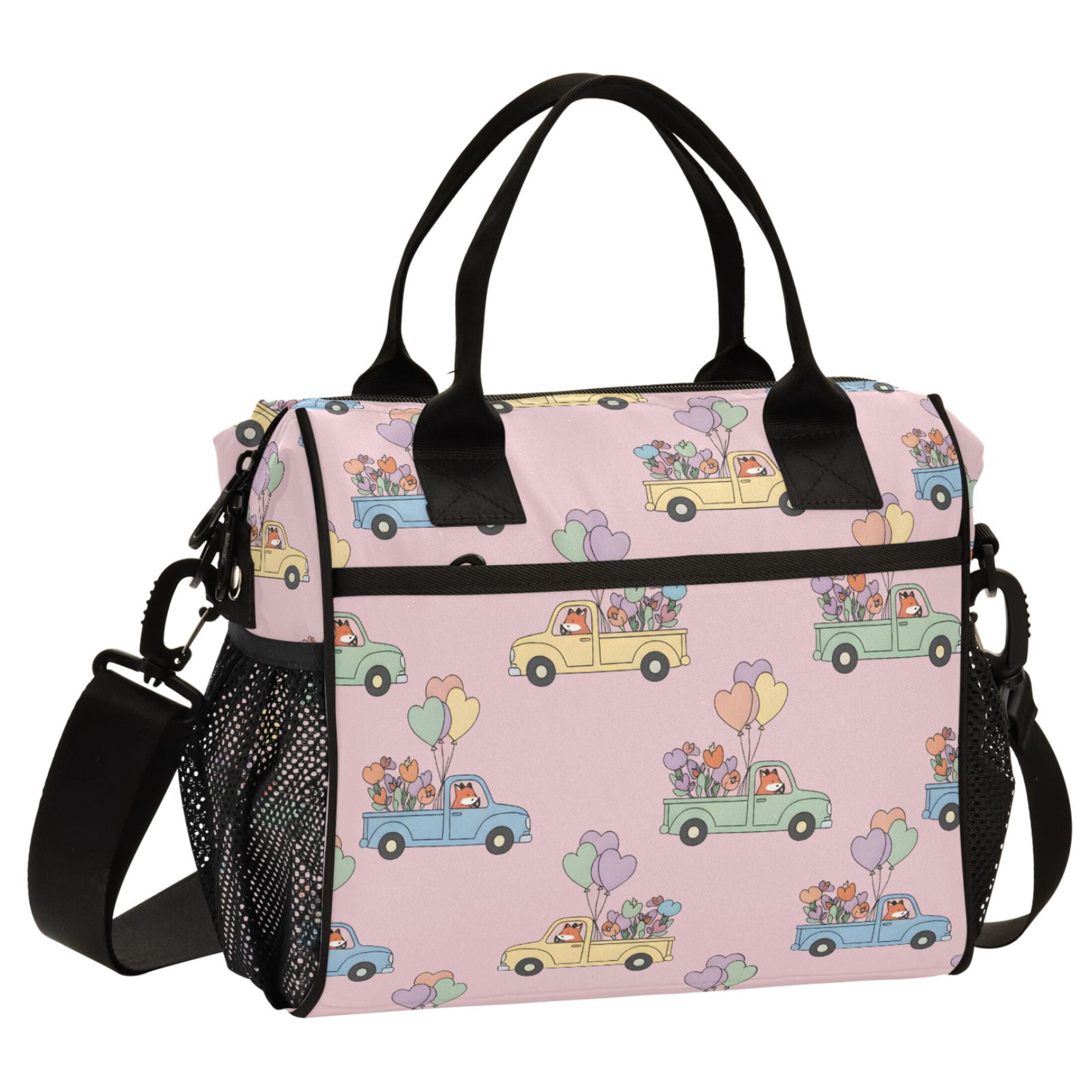 ALAZA Cute Fox Driving Print Cooler Lunch Bag Insulated Reusable Lunch ...