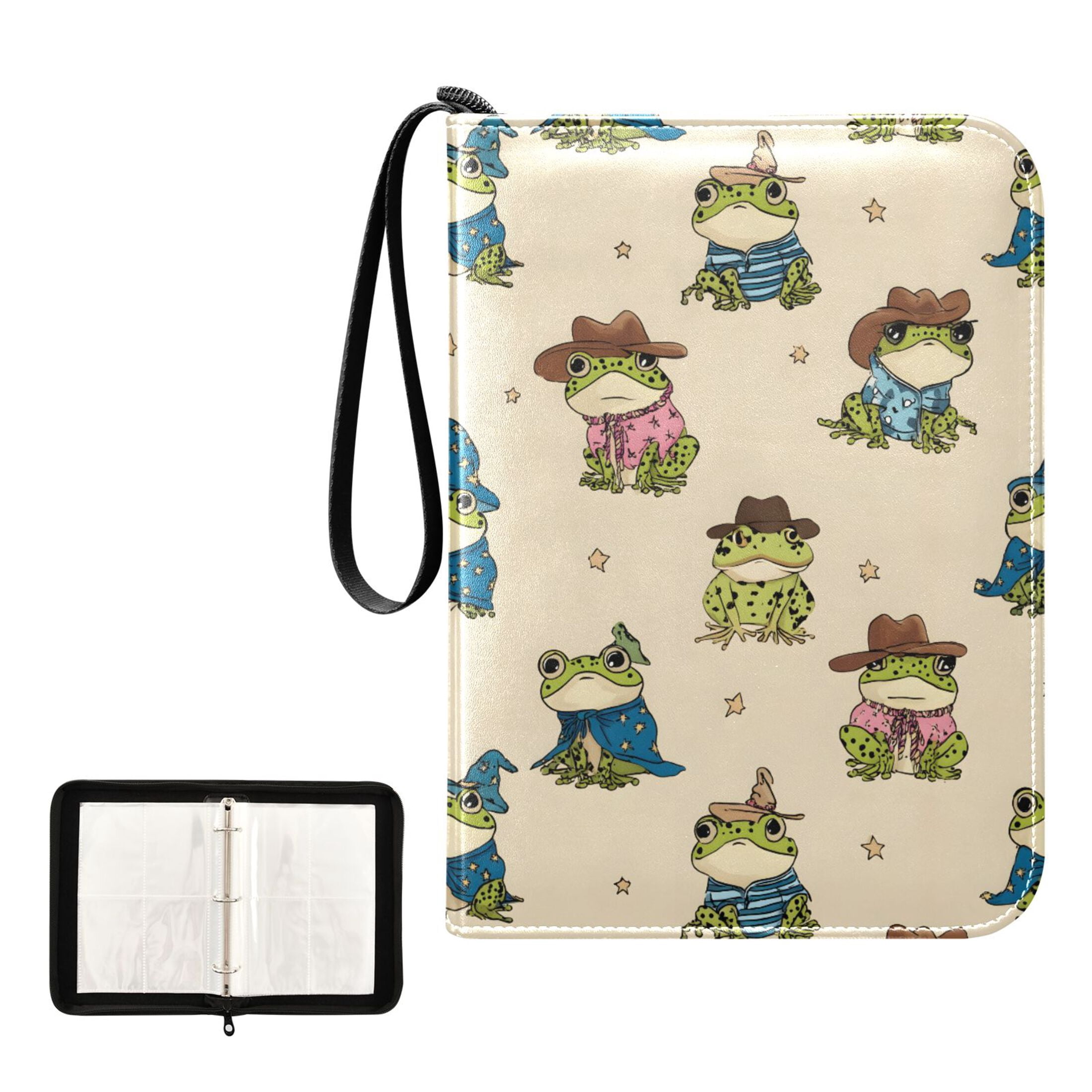ALAZA Cute Frog with Hats Trading Card Binder 4 Pocket Cards Collection ...