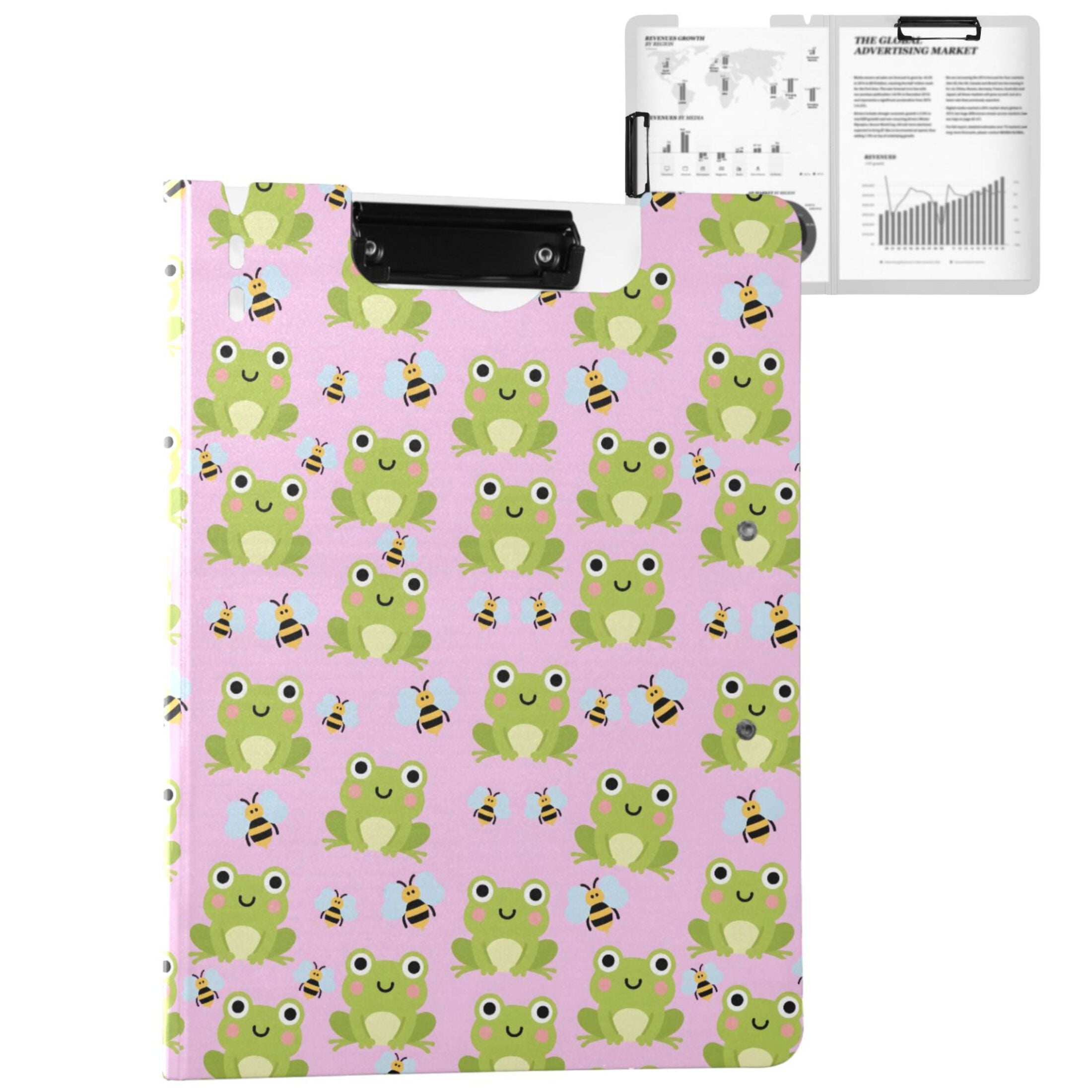 ALAZA Cute Frogs Bees A4 Foldable Clipboard 360 Degree Folder Binder ...